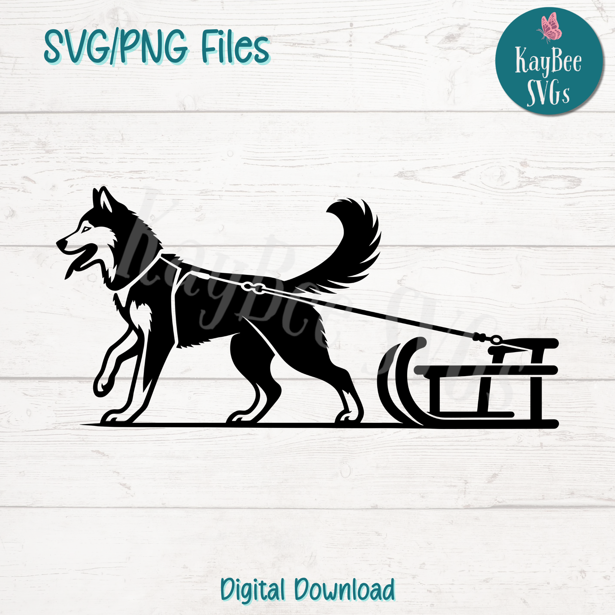 Husky Pulling Sled SVG PNG Cut Files for Cricut, Silhouette | Inspire ...