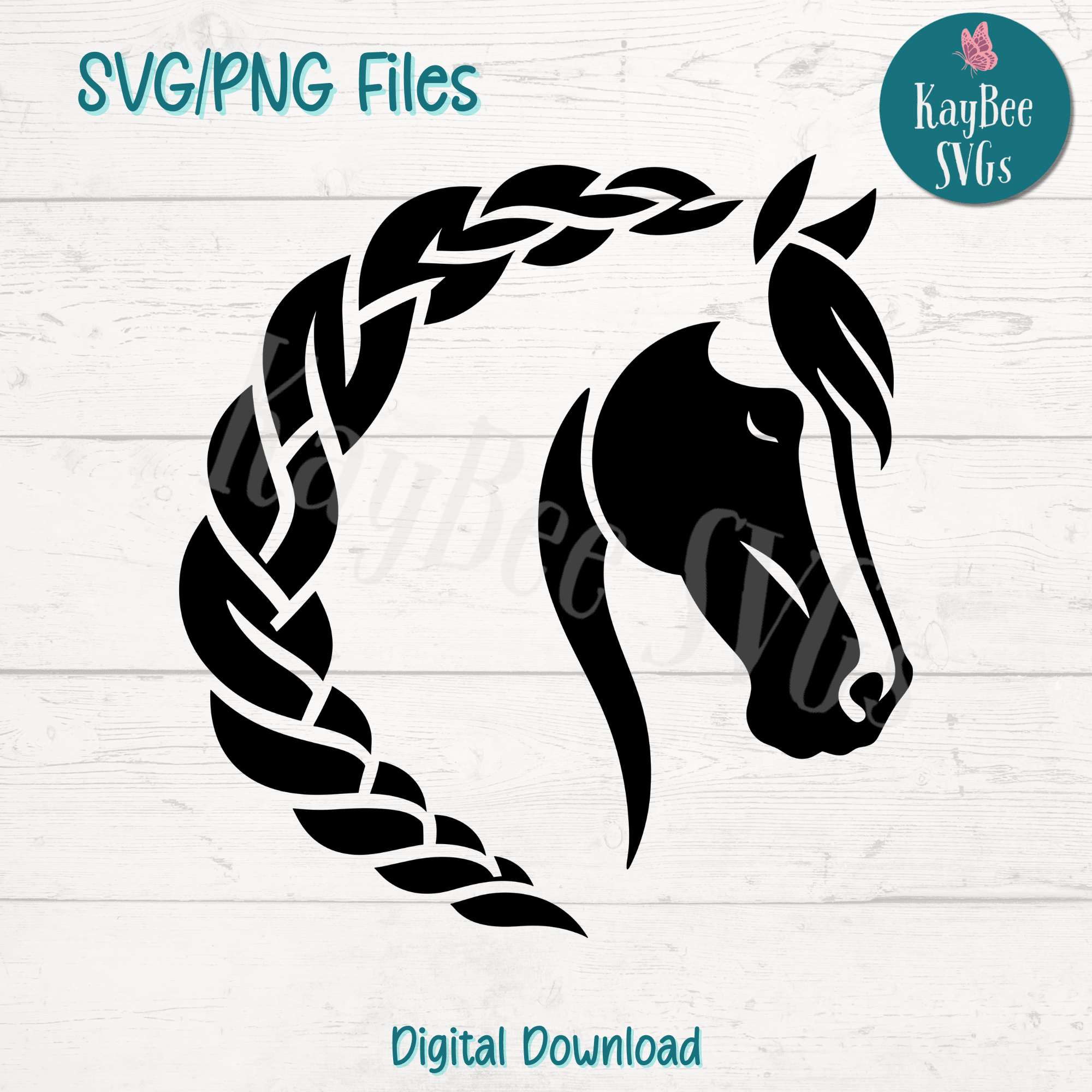 Horse with Braided Mane SVG PNG Cut Files for Cricut, Silhou | Inspire ...