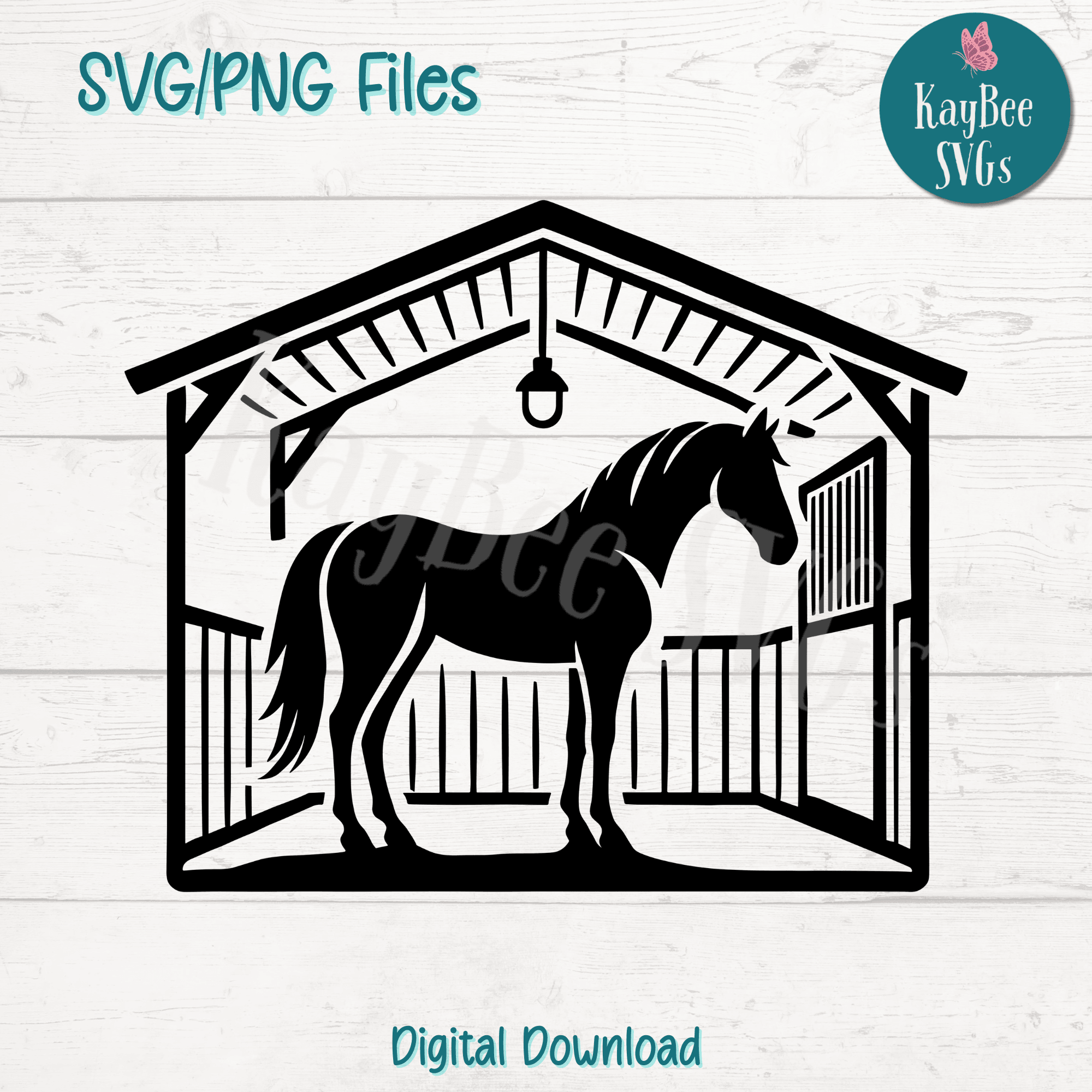 Horse in Stable SVG PNG Cut Files for Cricut, Silhouette Dig | Inspire ...