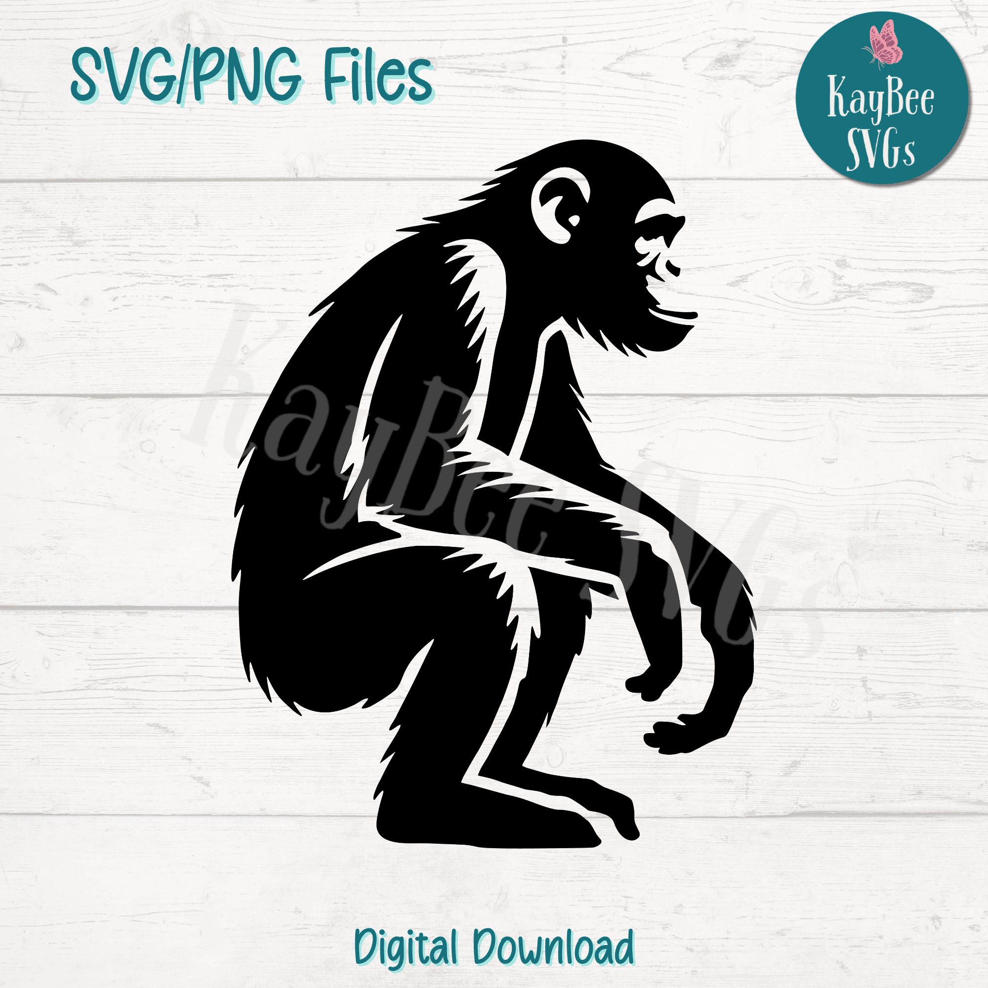 Chimpanzee SVG PNG Cut Files for Cricut, Silhouette Digital | Inspire ...