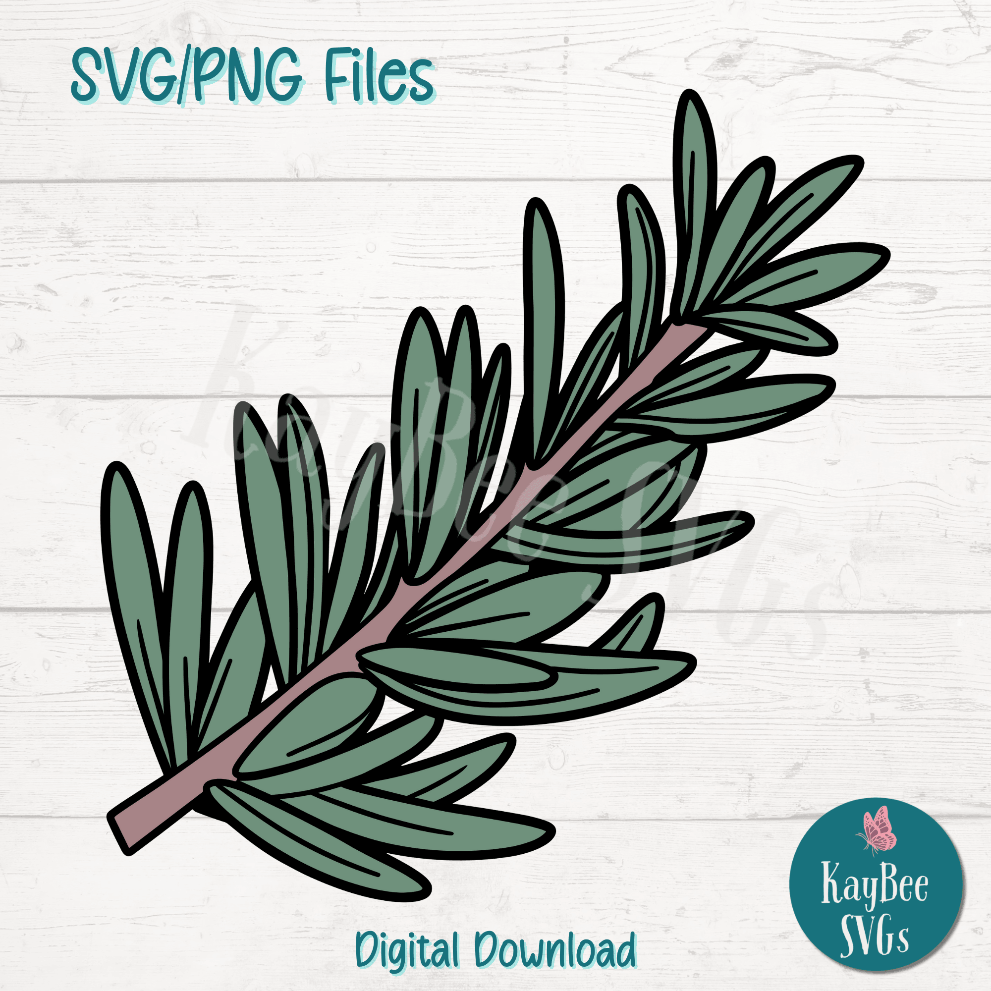 Rosemary SVG PNG Cut Files for Cricut, Silhouette Digital Do | Inspire ...