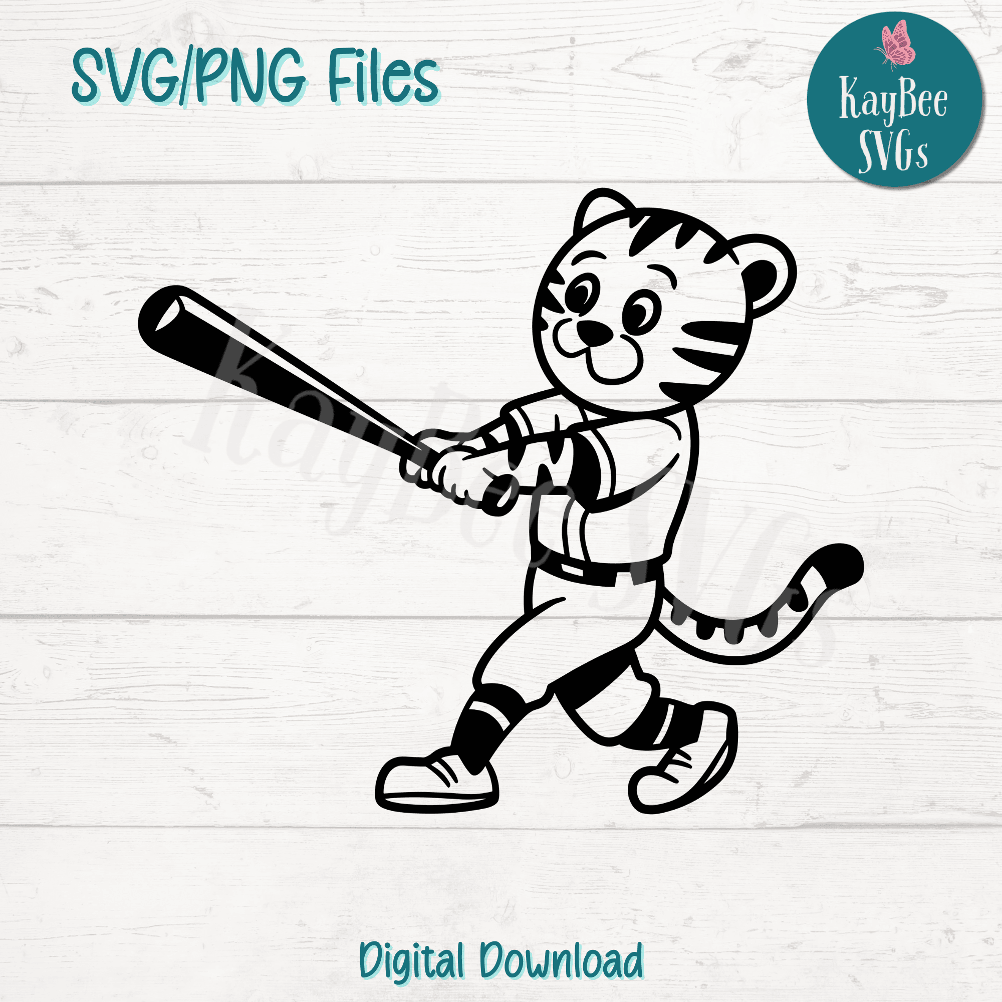 Baseball Tiger SVG PNG Cut Files for Cricut, Silhouette Digi | Inspire ...