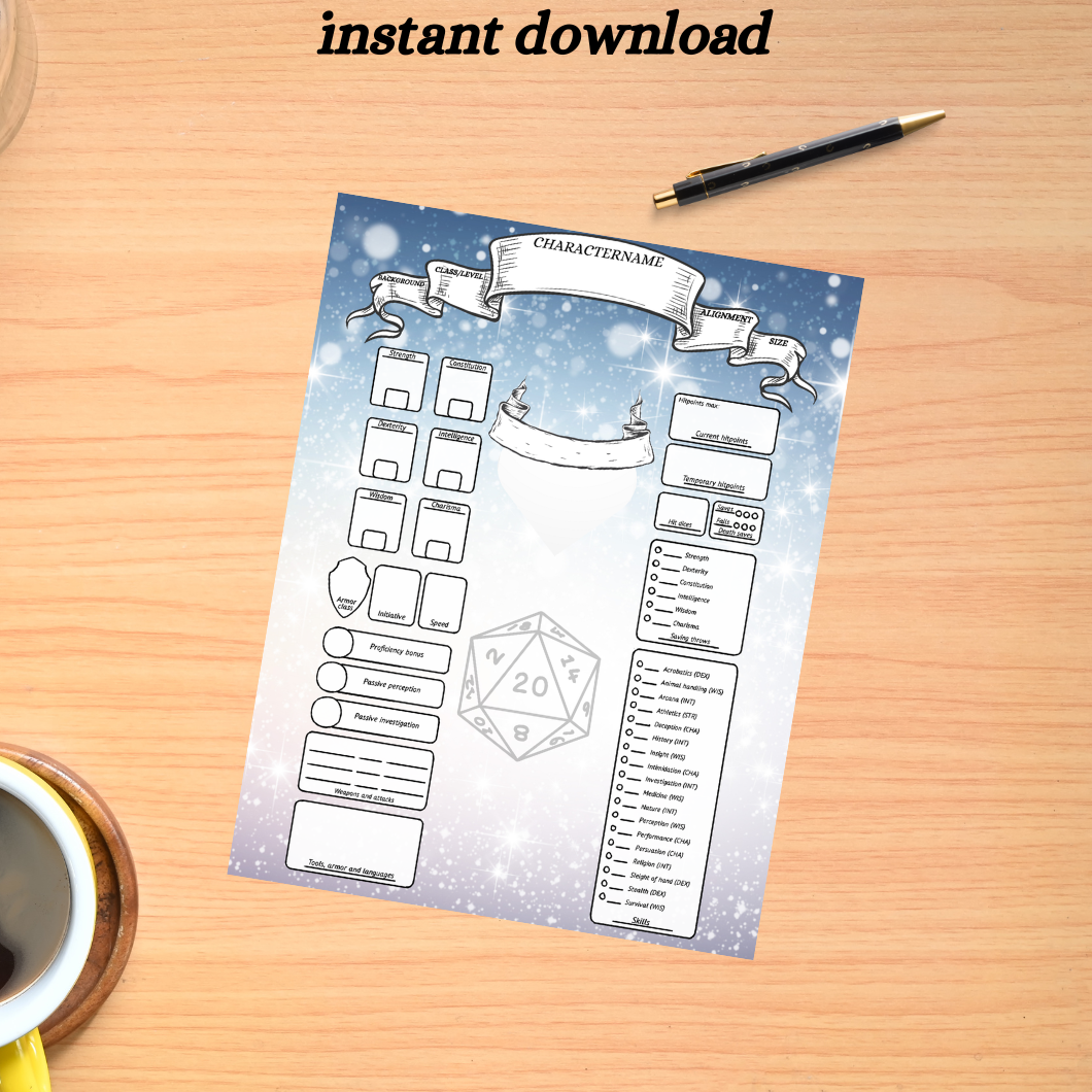 DnD 5E character sheet pdf / DnD character journal / dungeon | Inspire ...