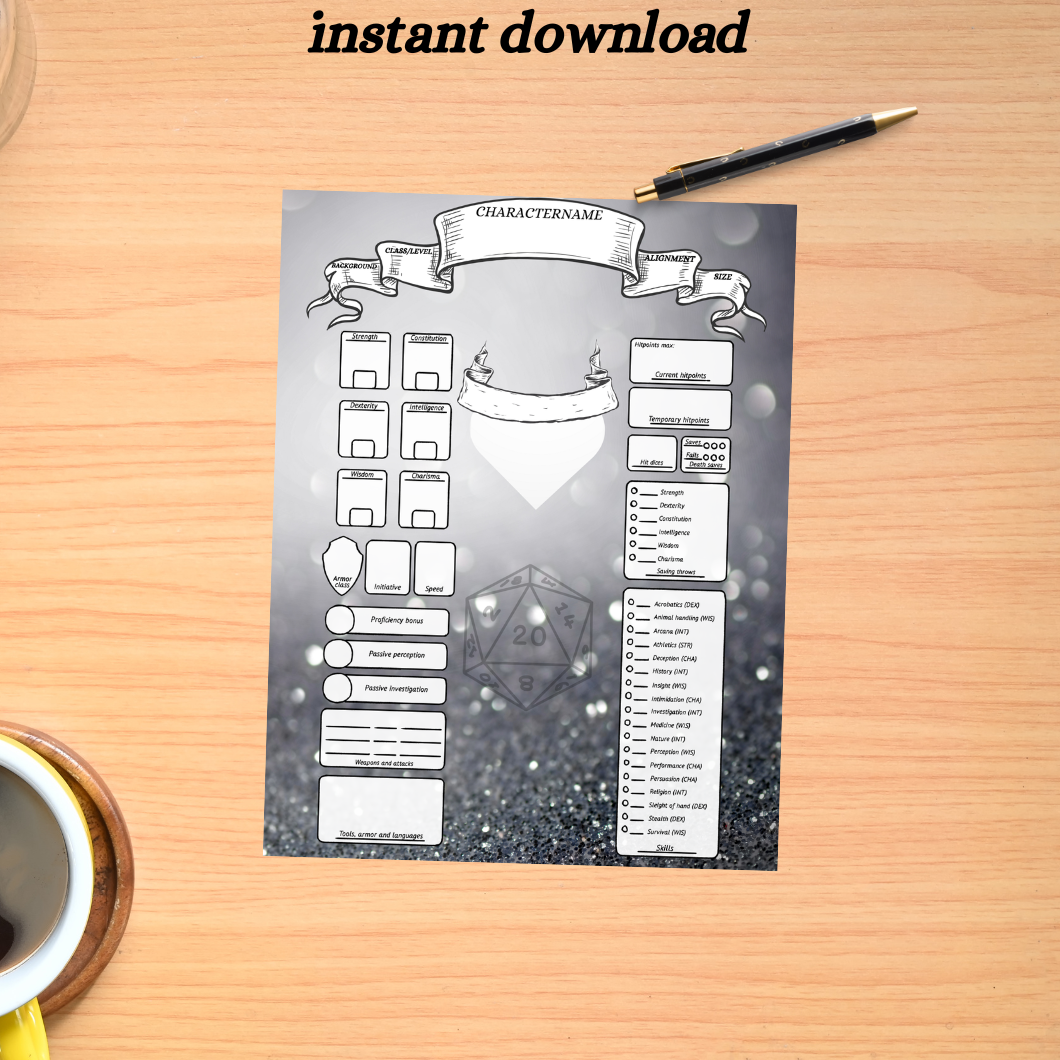 character sheet DnD 5E pdf / DnD character journal / dungeon | Inspire ...