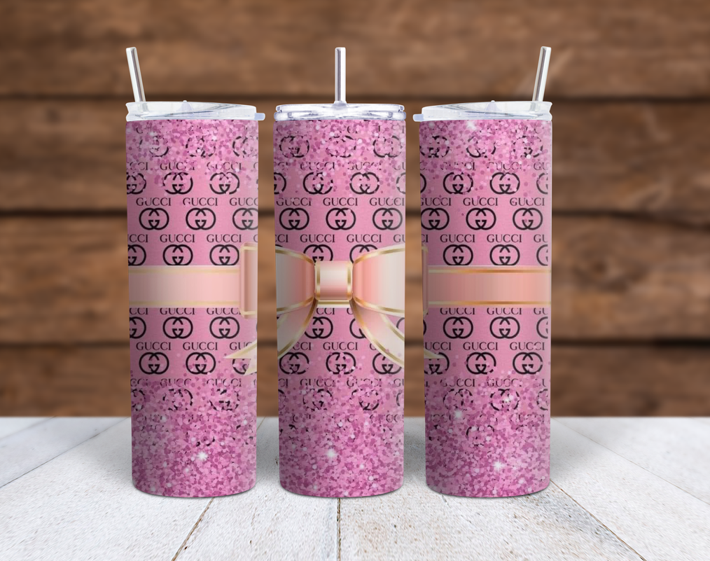 Pink Glitter Gucci tumbler wrap 300DPI 20oz -30oz straight W | Inspire ...