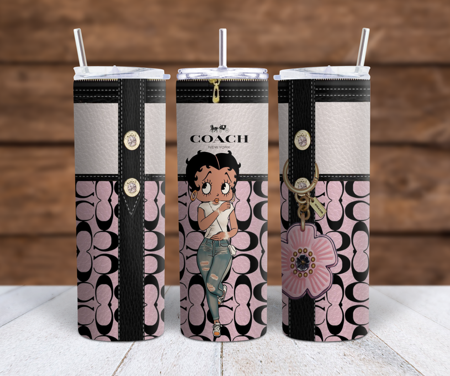 Pink Coach with Betty Boop Sublimation tumbler wrap 300DPI 2 | Inspire ...