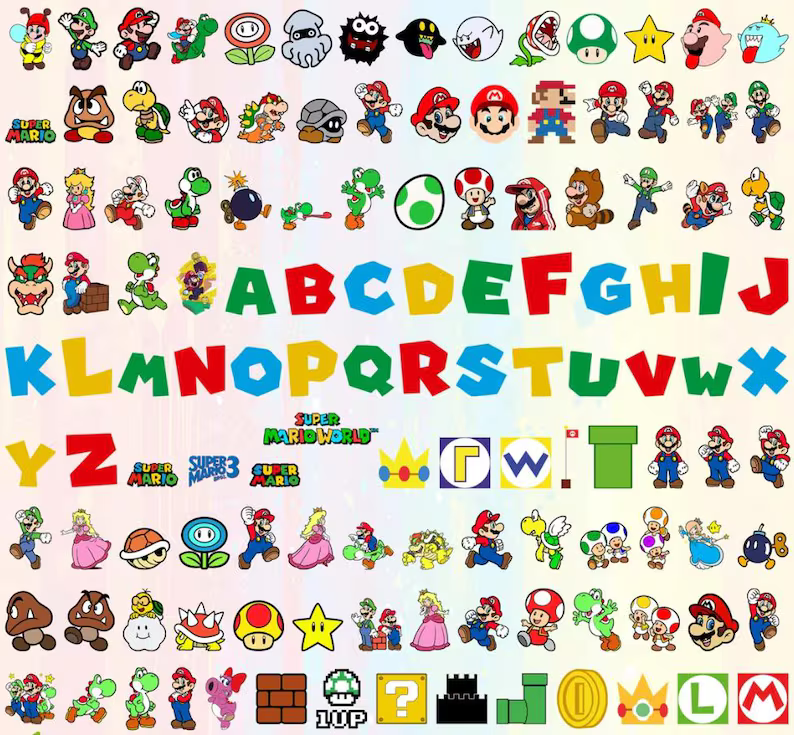 Super Mario PNG Bundle for Cricut and Sublimation, Mario Cut | Inspire ...