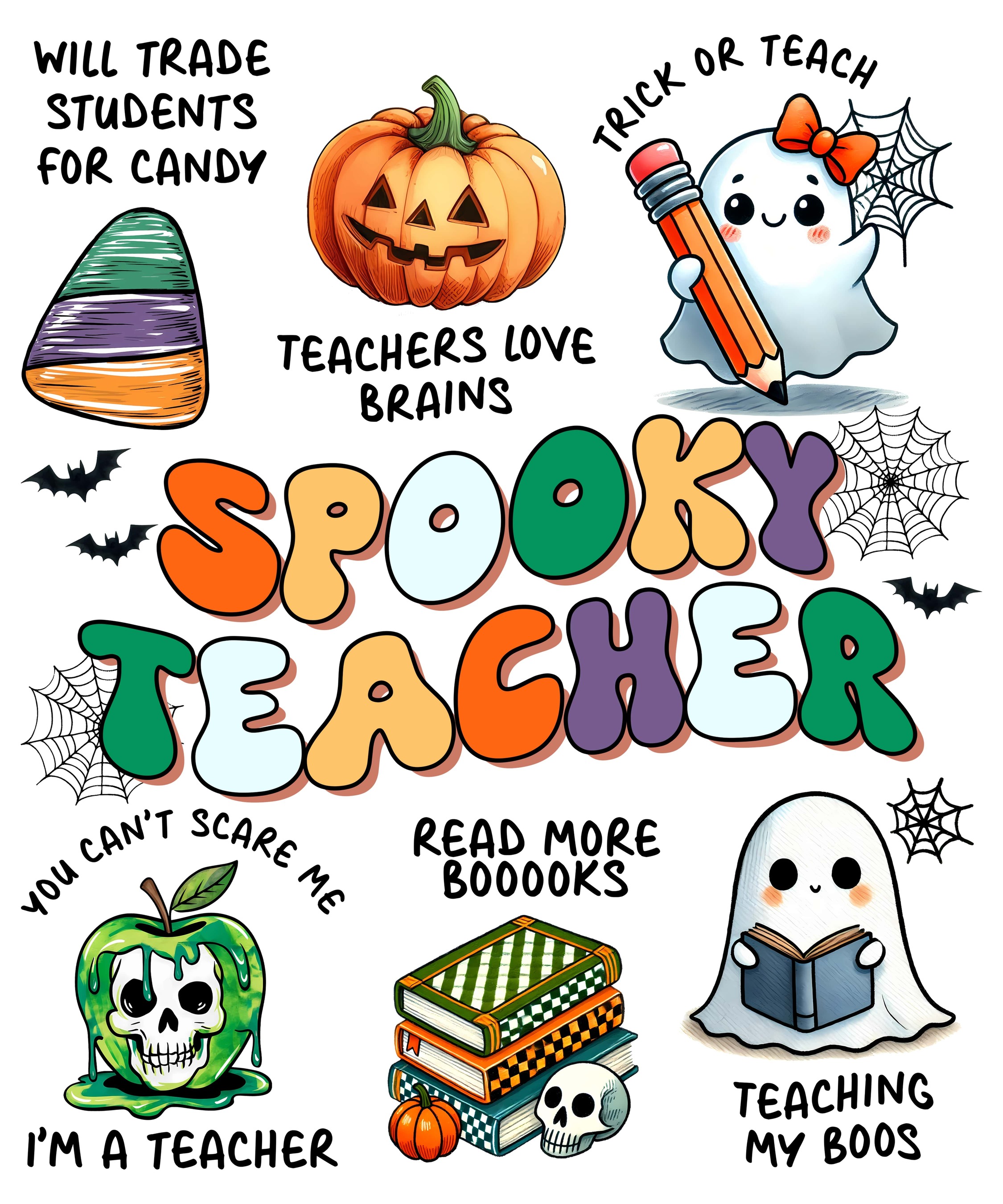 Spooky Teacher Cute Halloween PNG, Teaching my boos Png, fun | Inspire ...