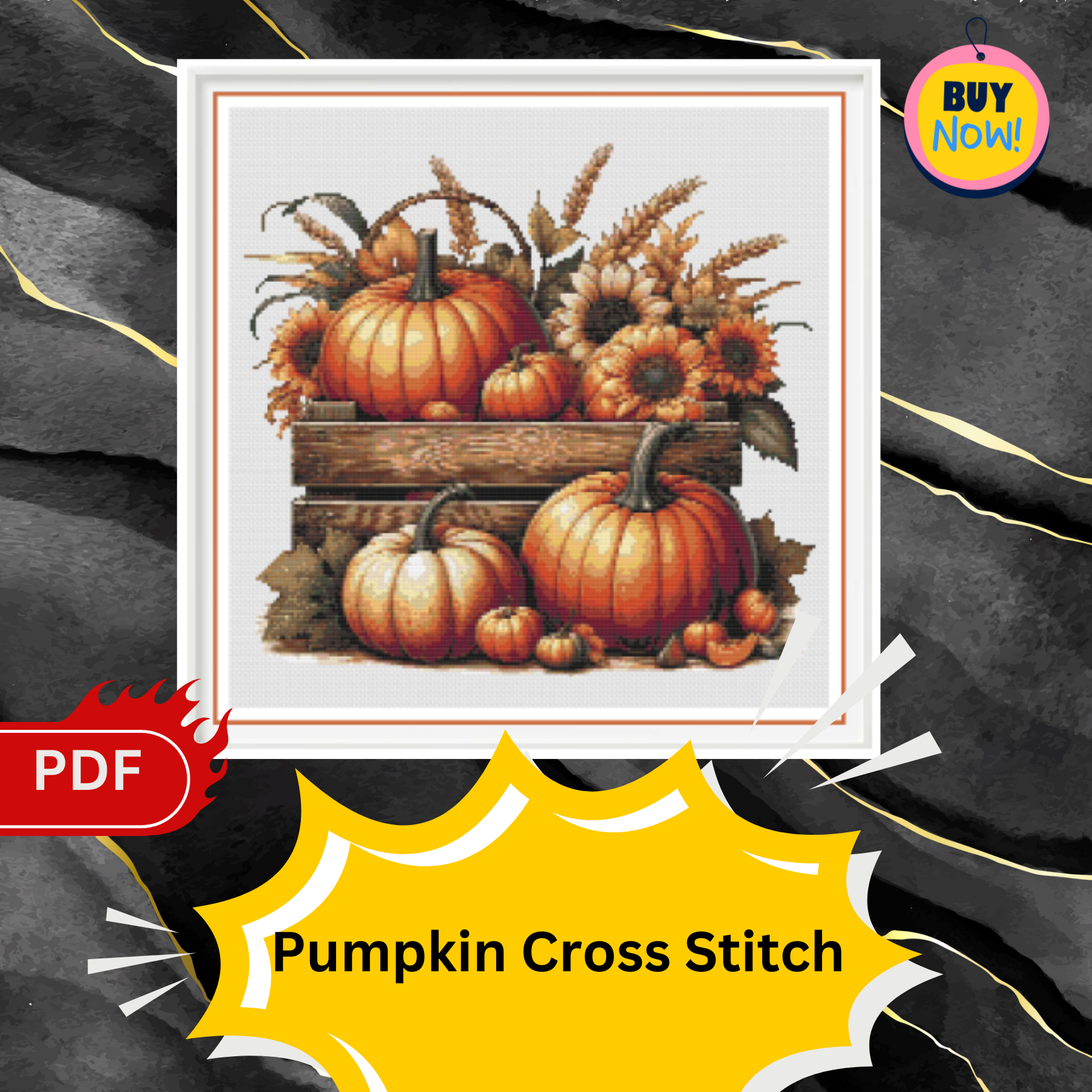 Pumpkin Cross Stitch Pattern, Cross Stitch Pattern, Aut | Inspire Uplift