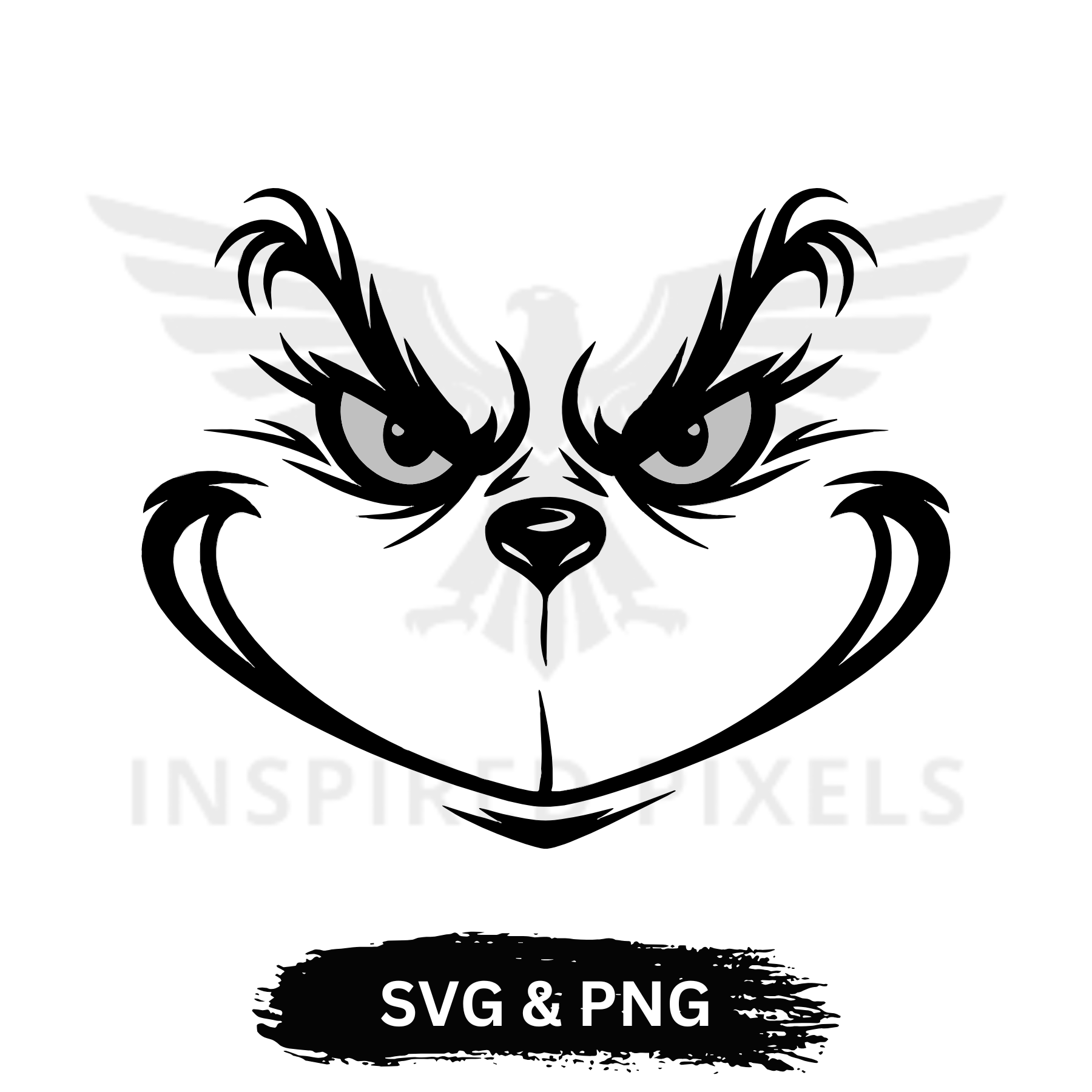 Grinch Face SVG, Grinch Face PNG, Grinch Face Gray Eye White | Inspire ...