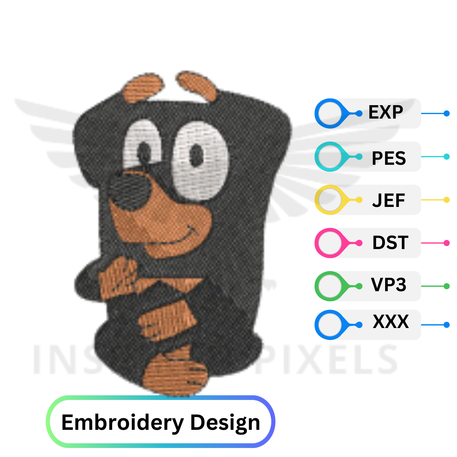 Jasper W Bluey embroidery design, bluey embroidery file,blue | Inspire ...