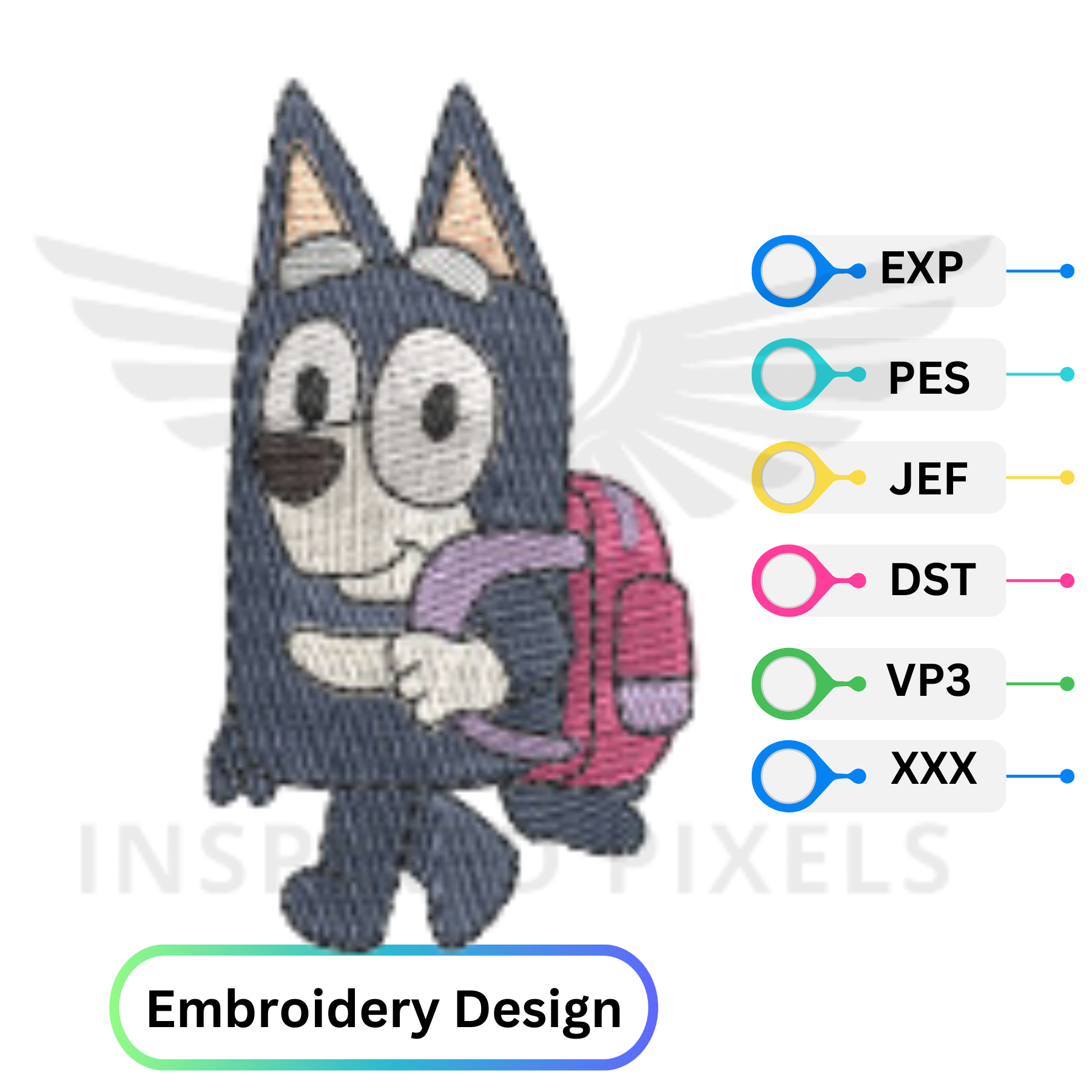 Bluey embroidery design, Harley Bluey embroidery design, Blu | Inspire ...