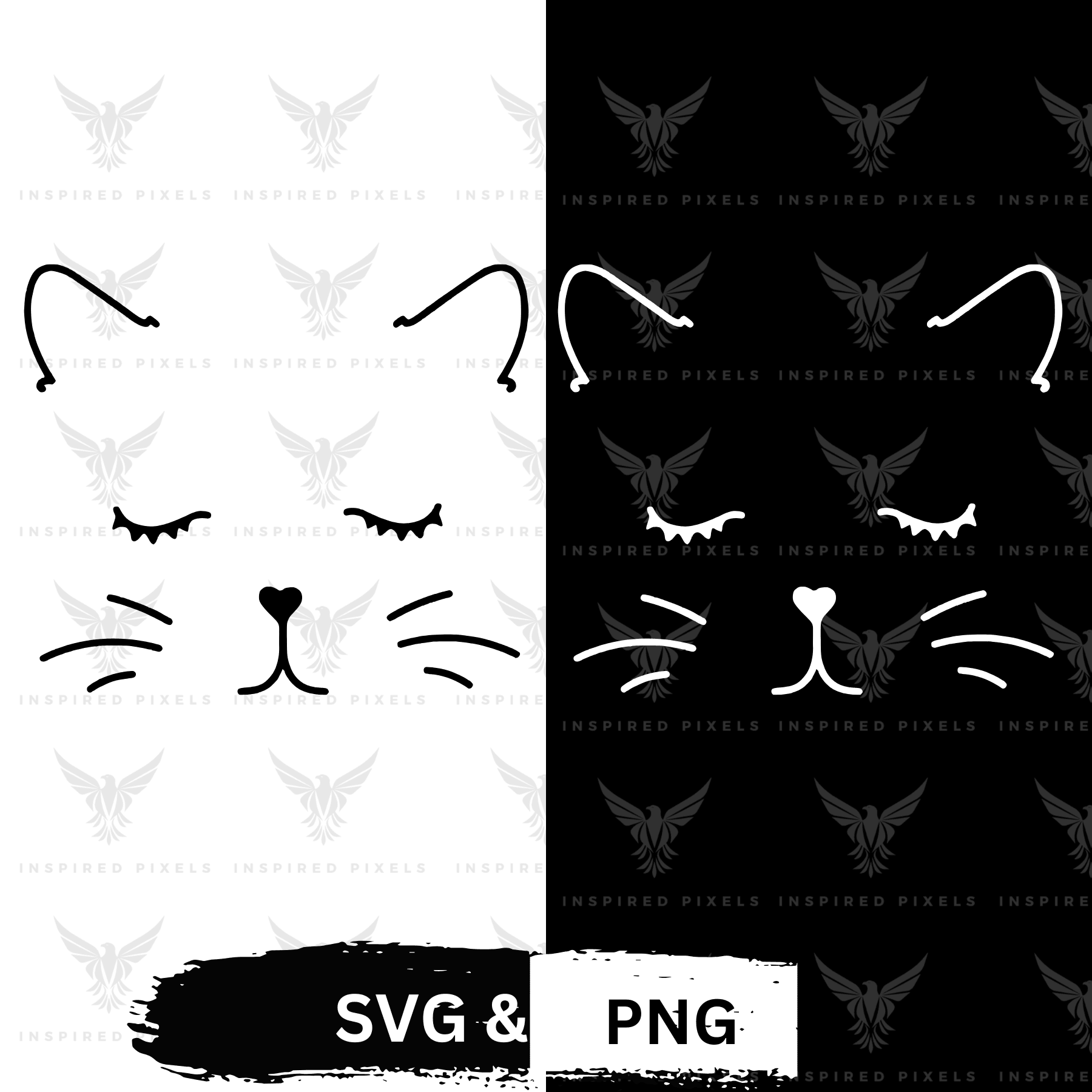 cat face SVG Bundle, simple cat face SVG Bundle, cat face PN | Inspire ...