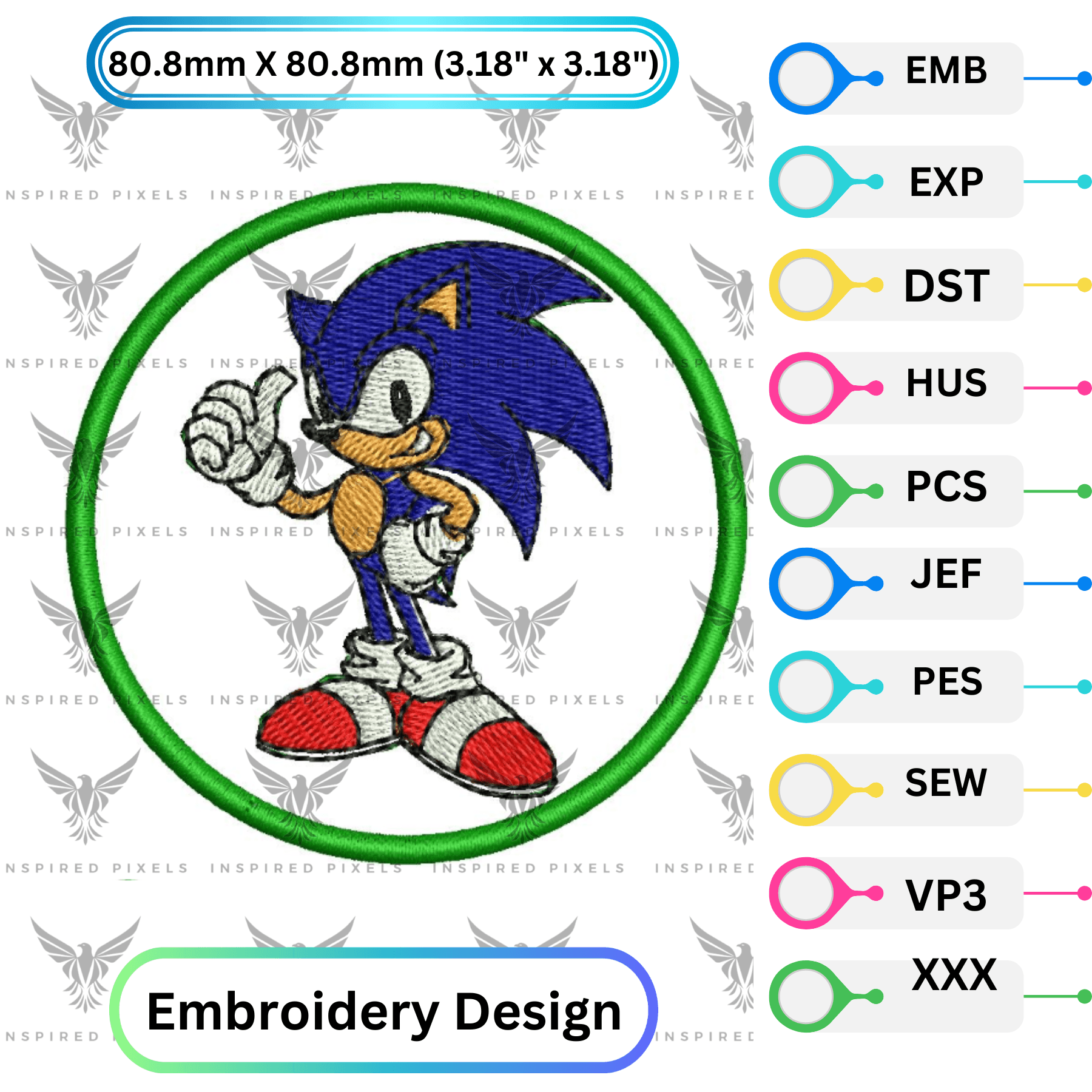 sonic embroidery, sonic embroidery design, super sonic, soni | Inspire ...