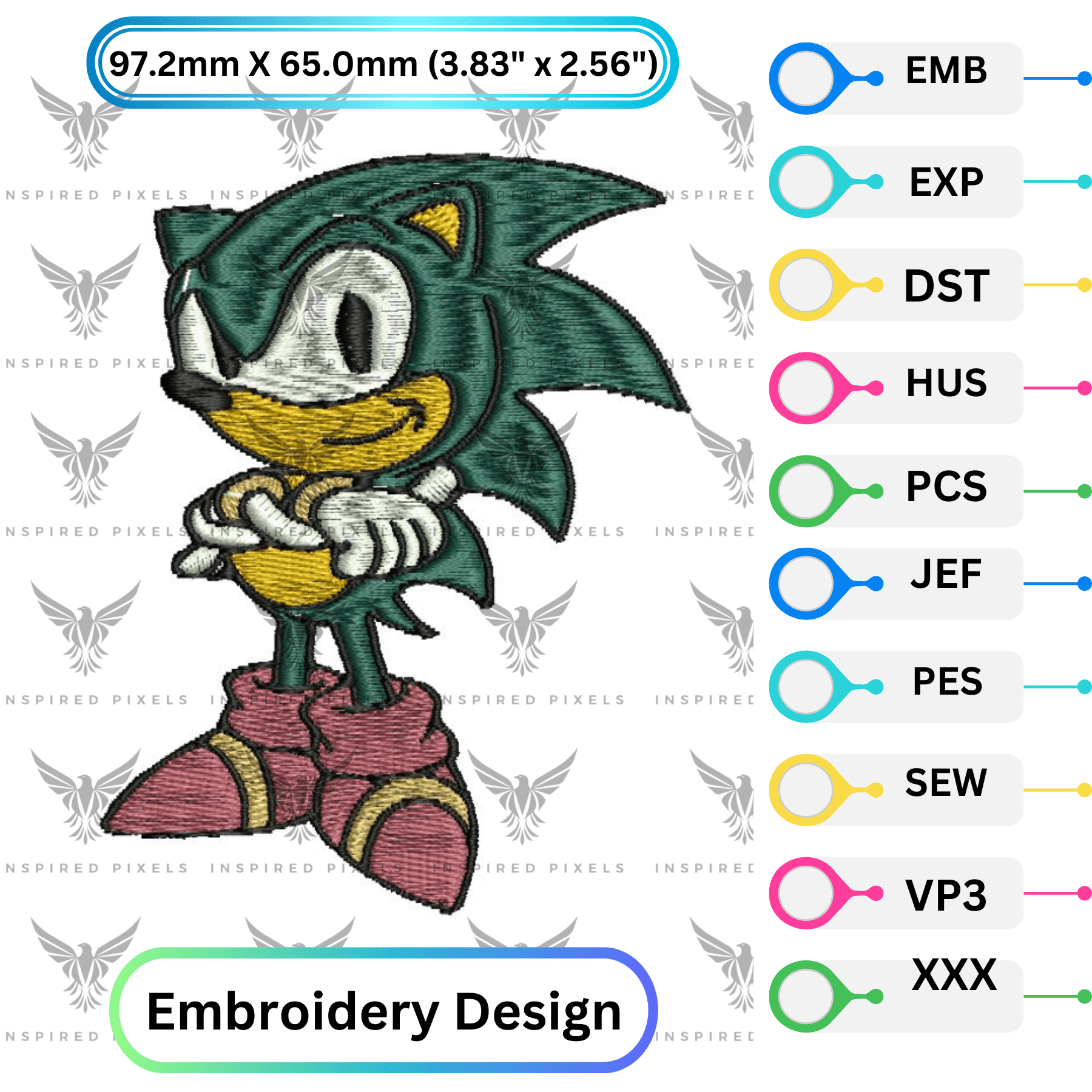 sonic embroidery design, sonic embroidery, super sonic, soni | Inspire ...