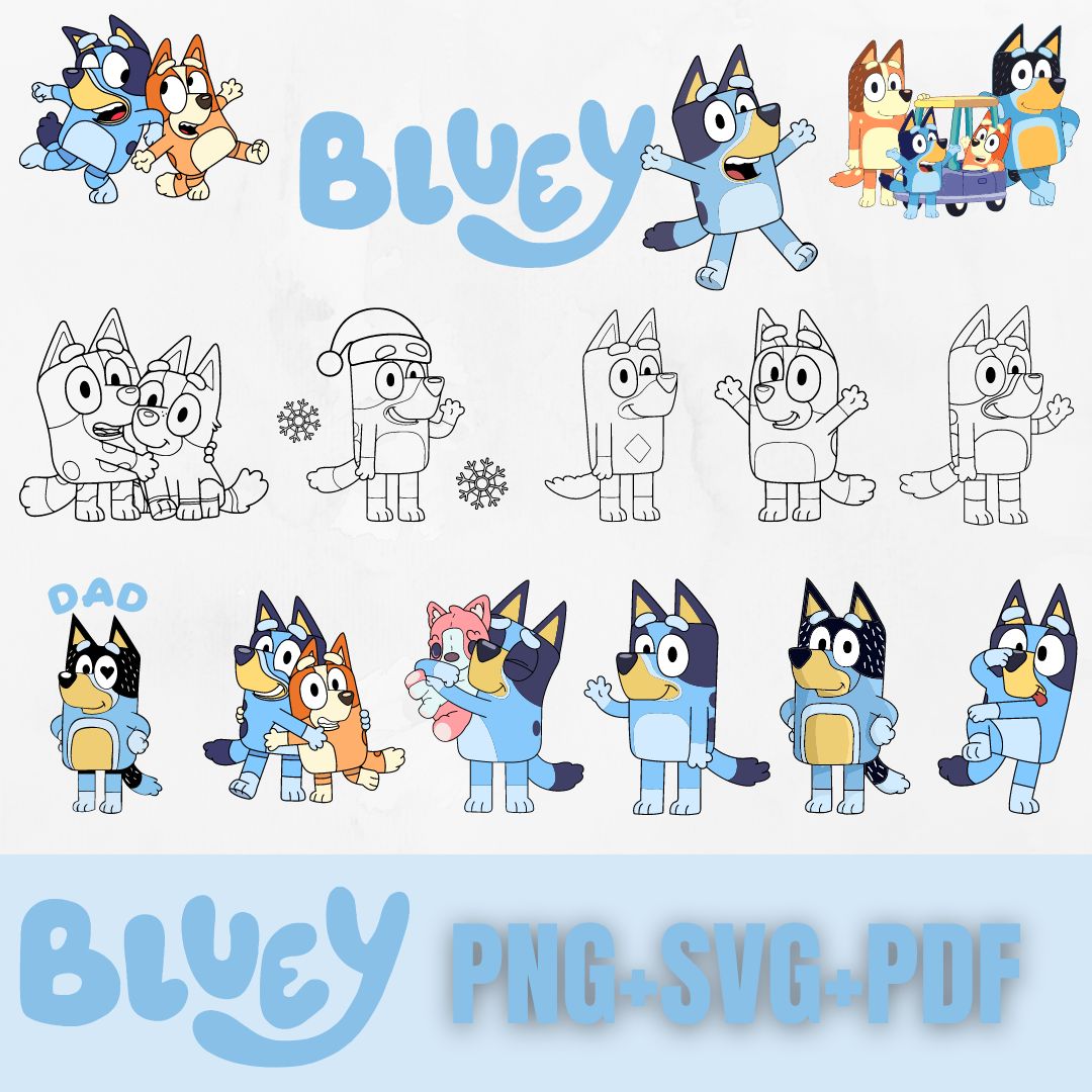 Bluey Cartoon Character SVG Bundle, Digital Designs, Cut Fil | Inspire ...