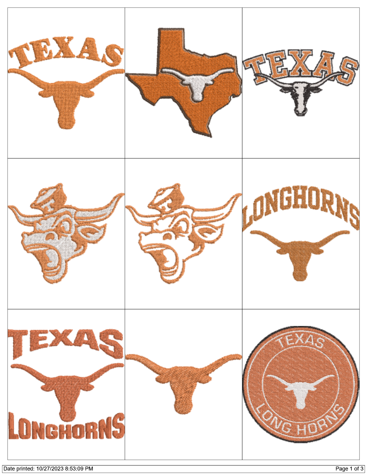 COLLEGE SPORTS TEXAS LONGHORNS LOGO'S Embroidery Machine Des | Inspire ...