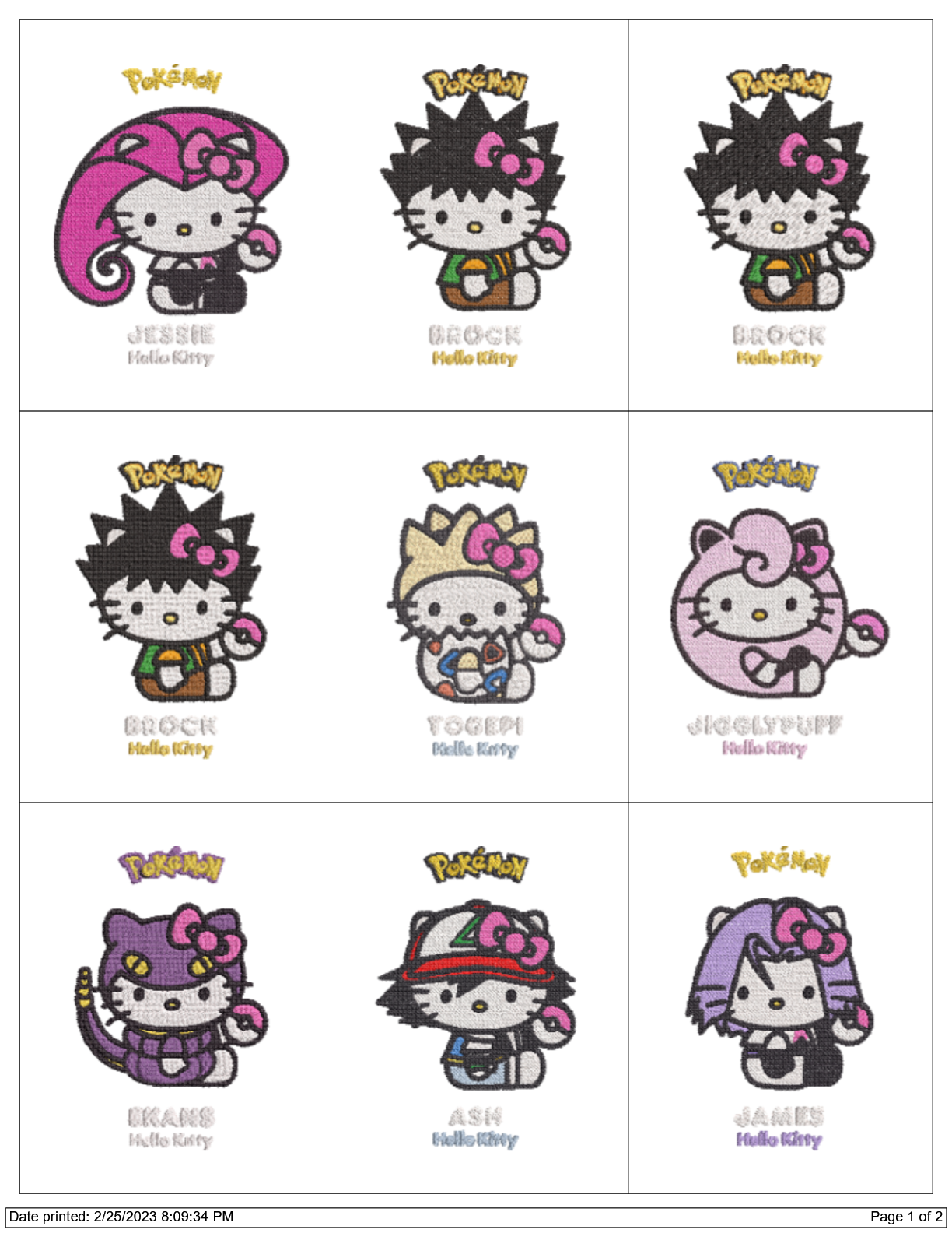 HELLO KITTY POKEMON KITTY Embroidery Machine Designs PES JEF | Inspire ...