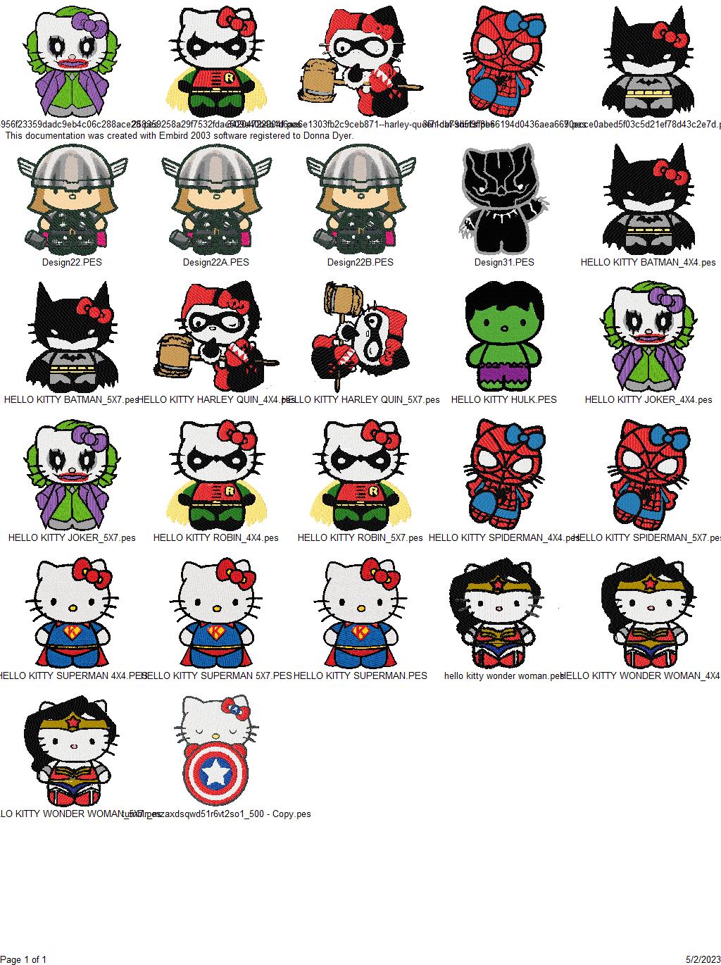 HELLO KITTY SUPER HERO KITTY Embroidery Machine Designs PES | Inspire ...