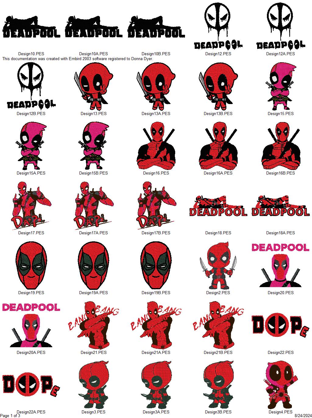 DEADPOOL AND WOLVERINE COLLECTION Embroidery Machine Designs | Inspire ...