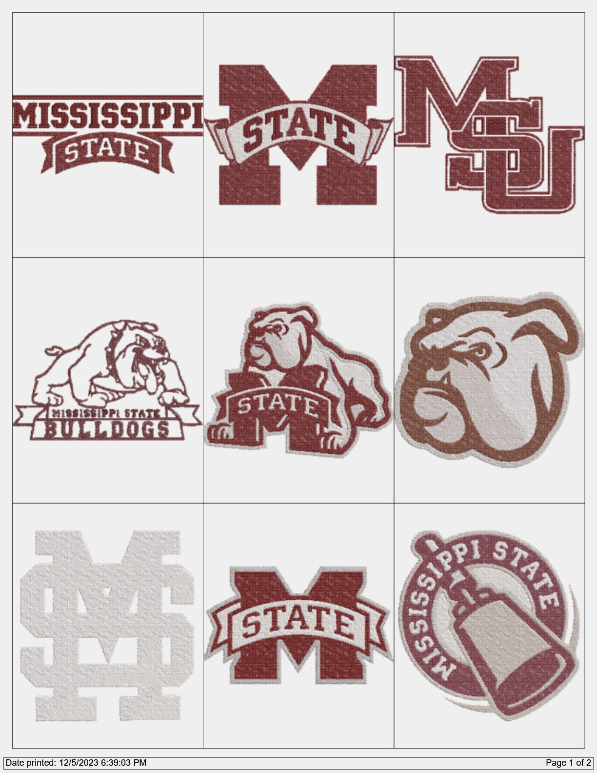 Mississippi State Embroidery Design | Inspire Uplift