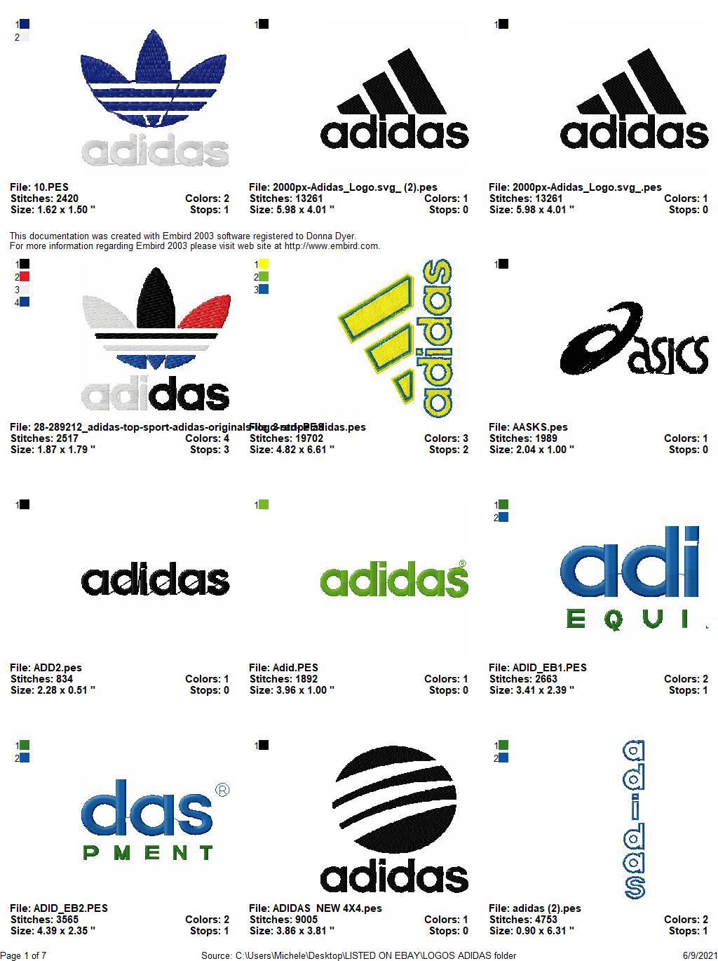 74 ADIDAS LOGO'S Embroidery Machine Designs | Inspire Uplift