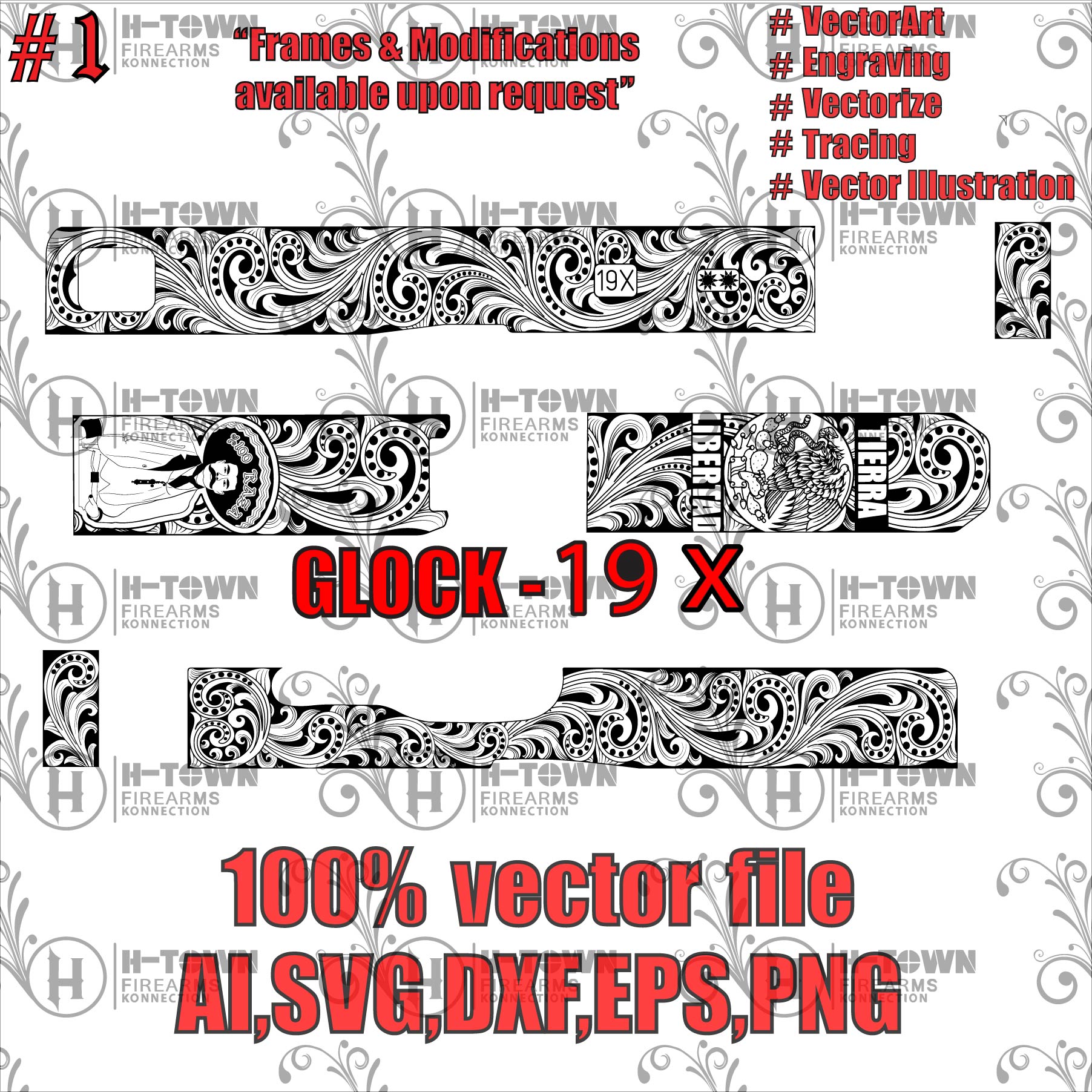 GLOCK 19 X"Emiliano Zapata"With Scroll design | Inspire Uplift