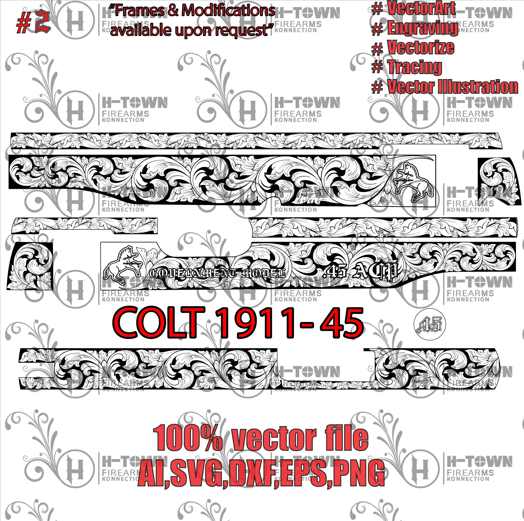 COLT 1911 .45 Scroll design | Inspire Uplift