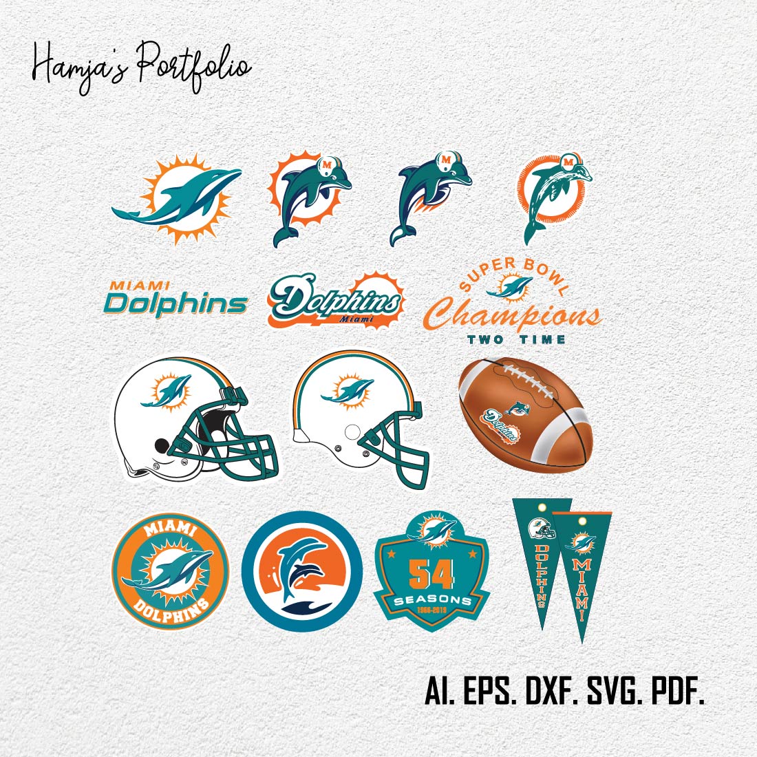 Miami Dolphins Football Logo SVG Vector Design | Inspire Uplift