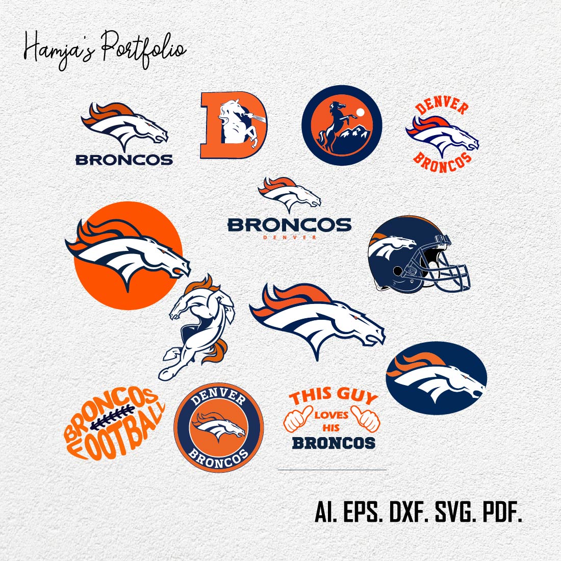 Denver Broncos Football Logo Vector Set | Inspire Uplift