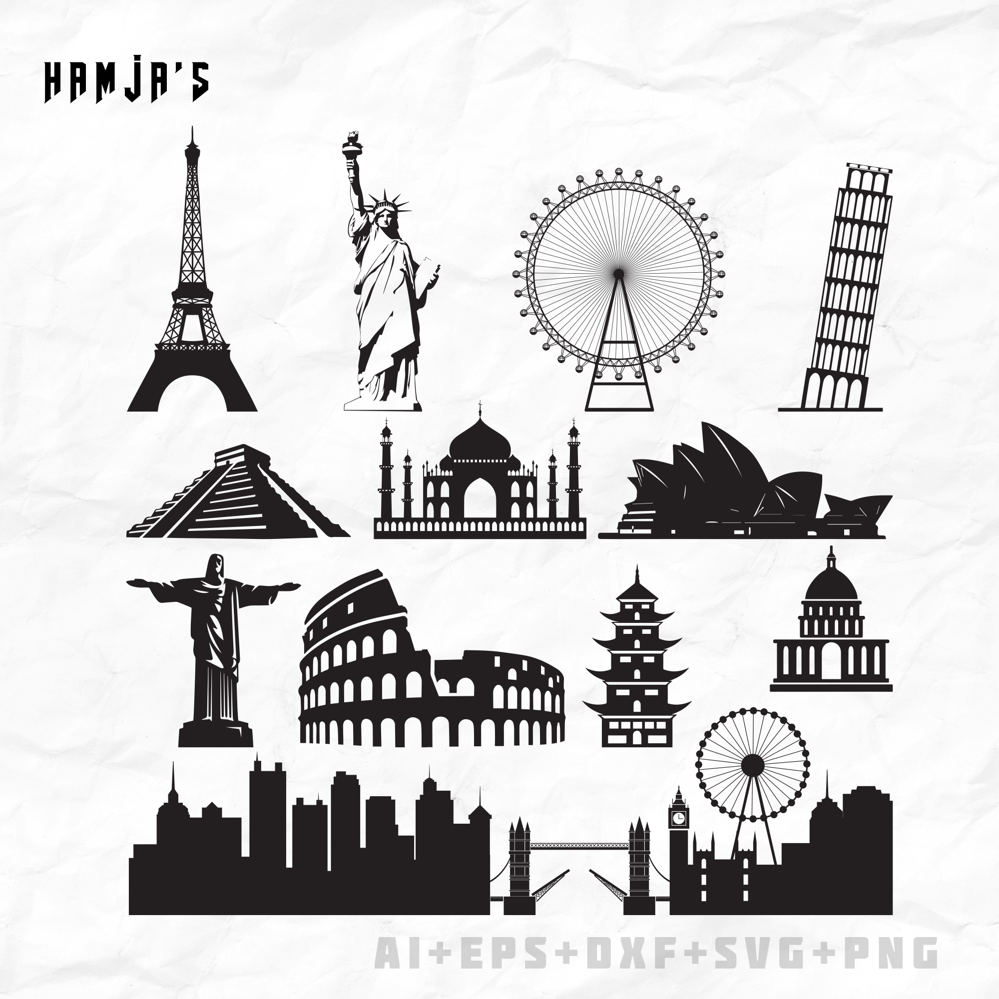 World Landmarks Svg | Inspire Uplift