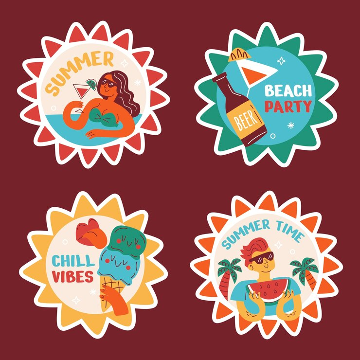 Flat labels collection for summer season stickers | Inspire Uplift