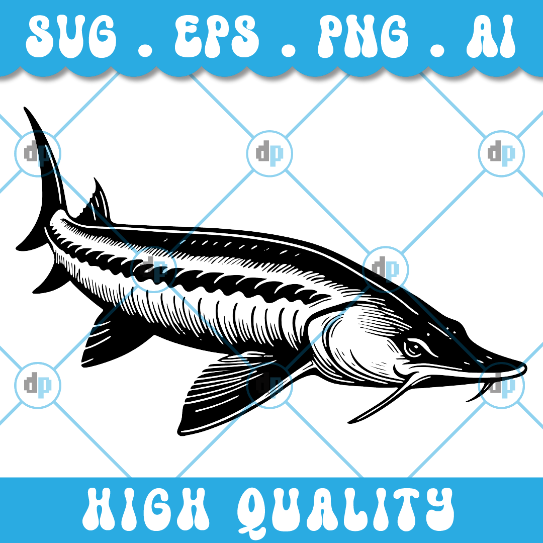 Sturgeon Fish Design, PNG, SVG, DXF, PDF, AI, EPS File Digit | Inspire ...