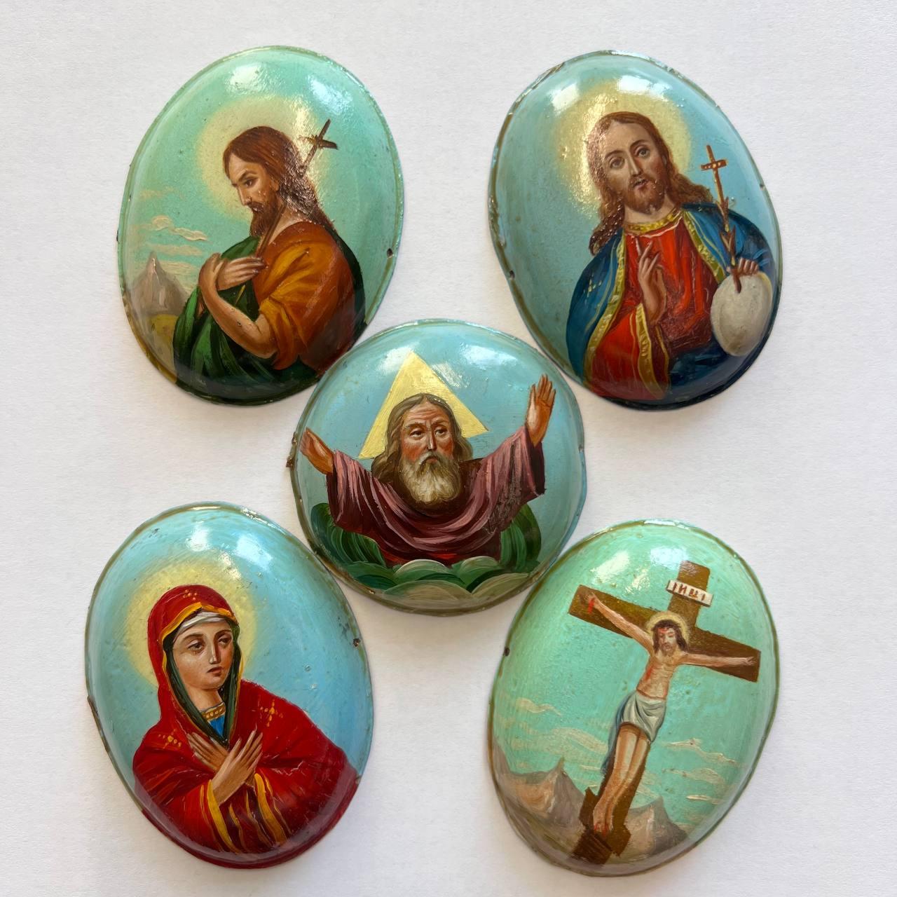 Set of 5 Vintage Oil Hand Painted Overlays Icon Miter Headdr | Inspire ...