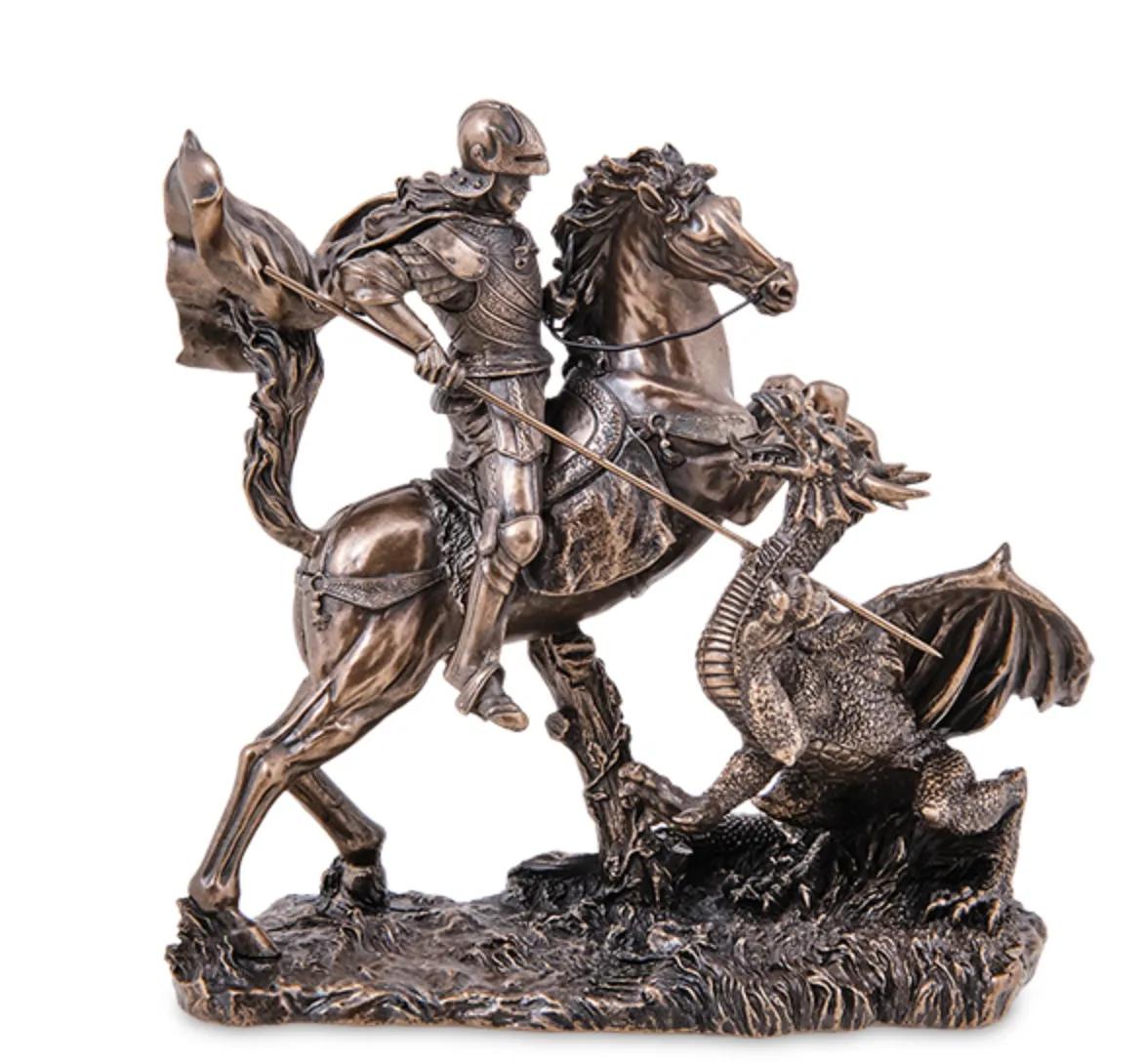 George the Dragon Slayer Statue Figure Polystone Bronze Home | Inspire ...