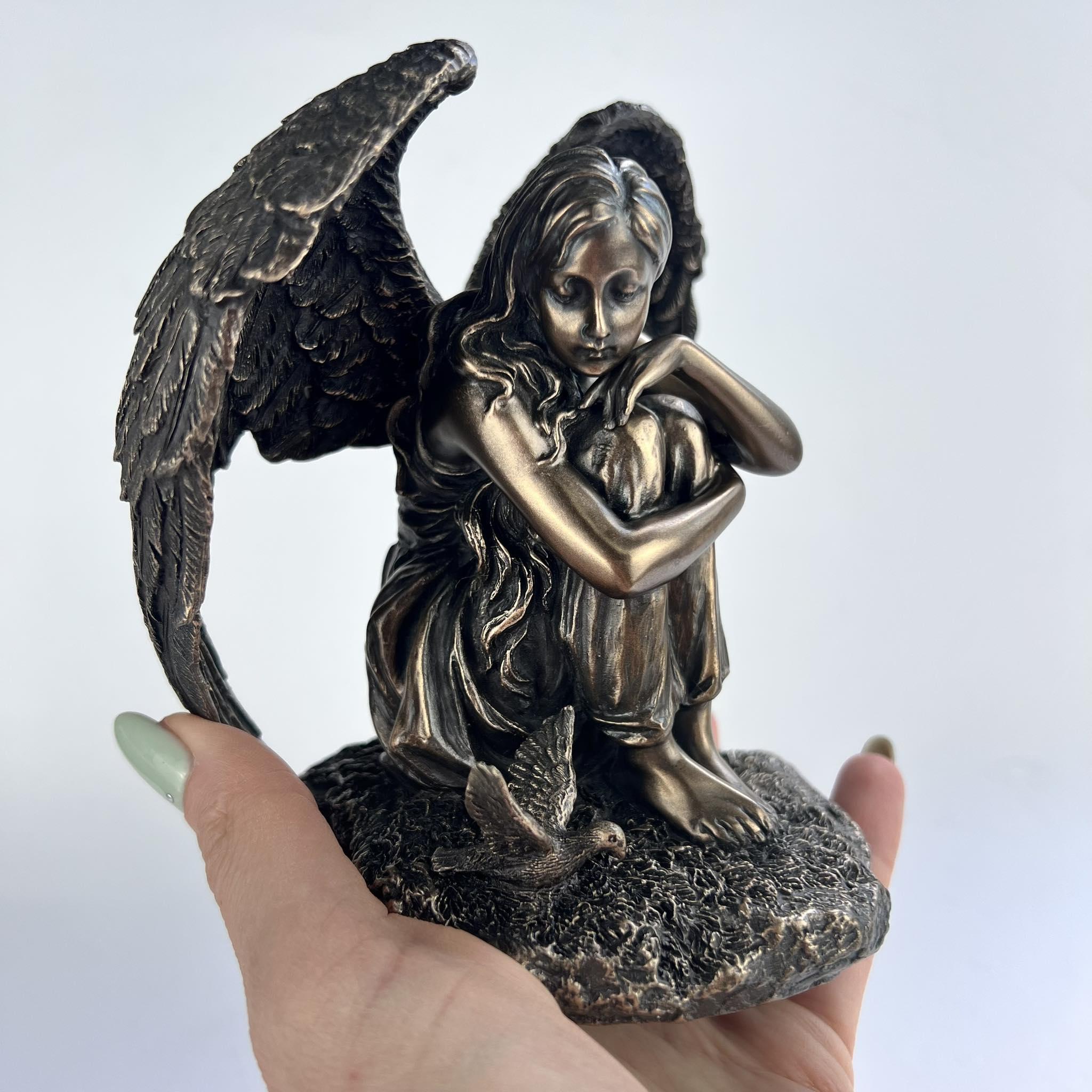 Beautiful Angel Girl Statue Figure Polystone Bronze Home Dec | Inspire ...