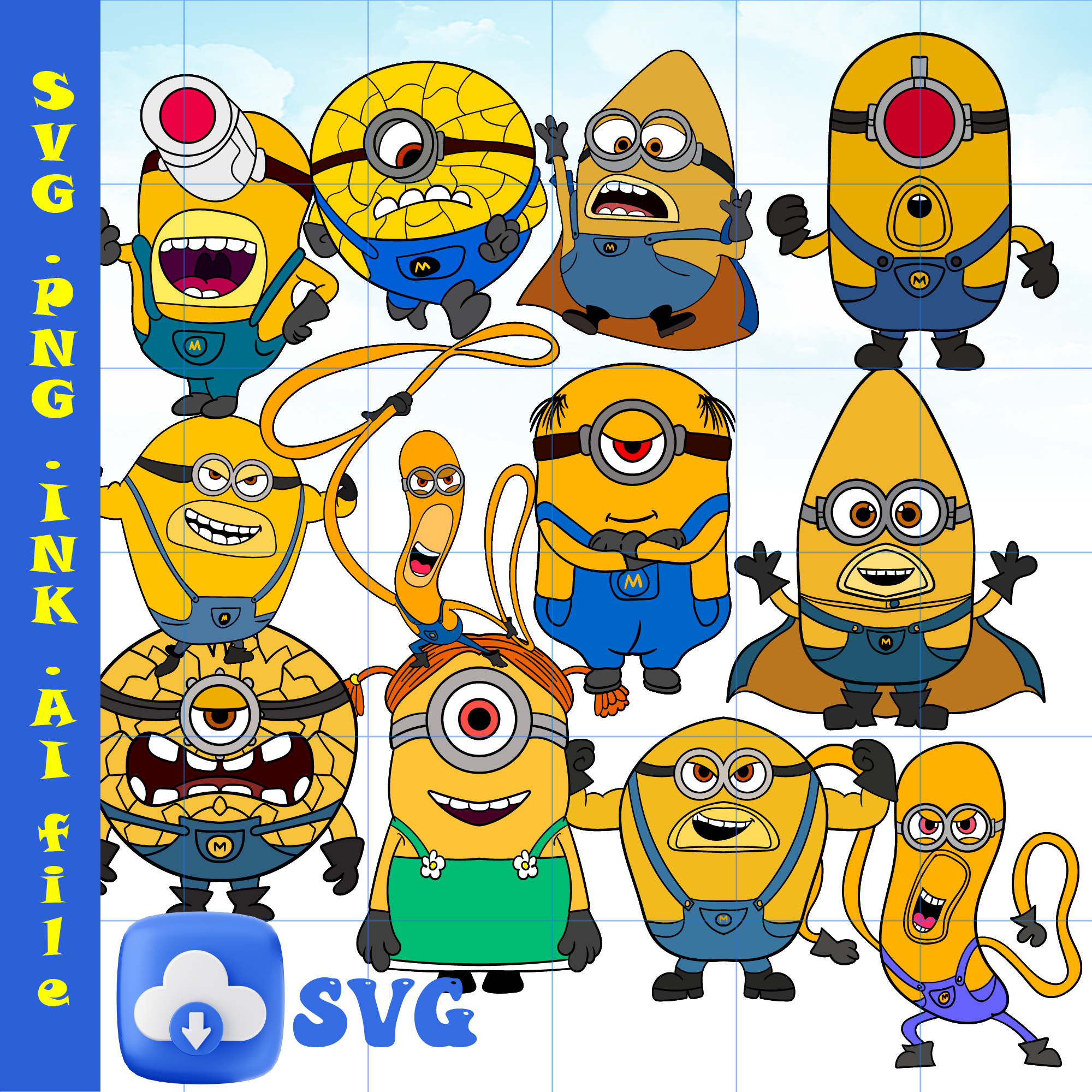 Bundle Mega Minion Gus SVG, Minion Jerry PNG, Tim from Despi | Inspire ...