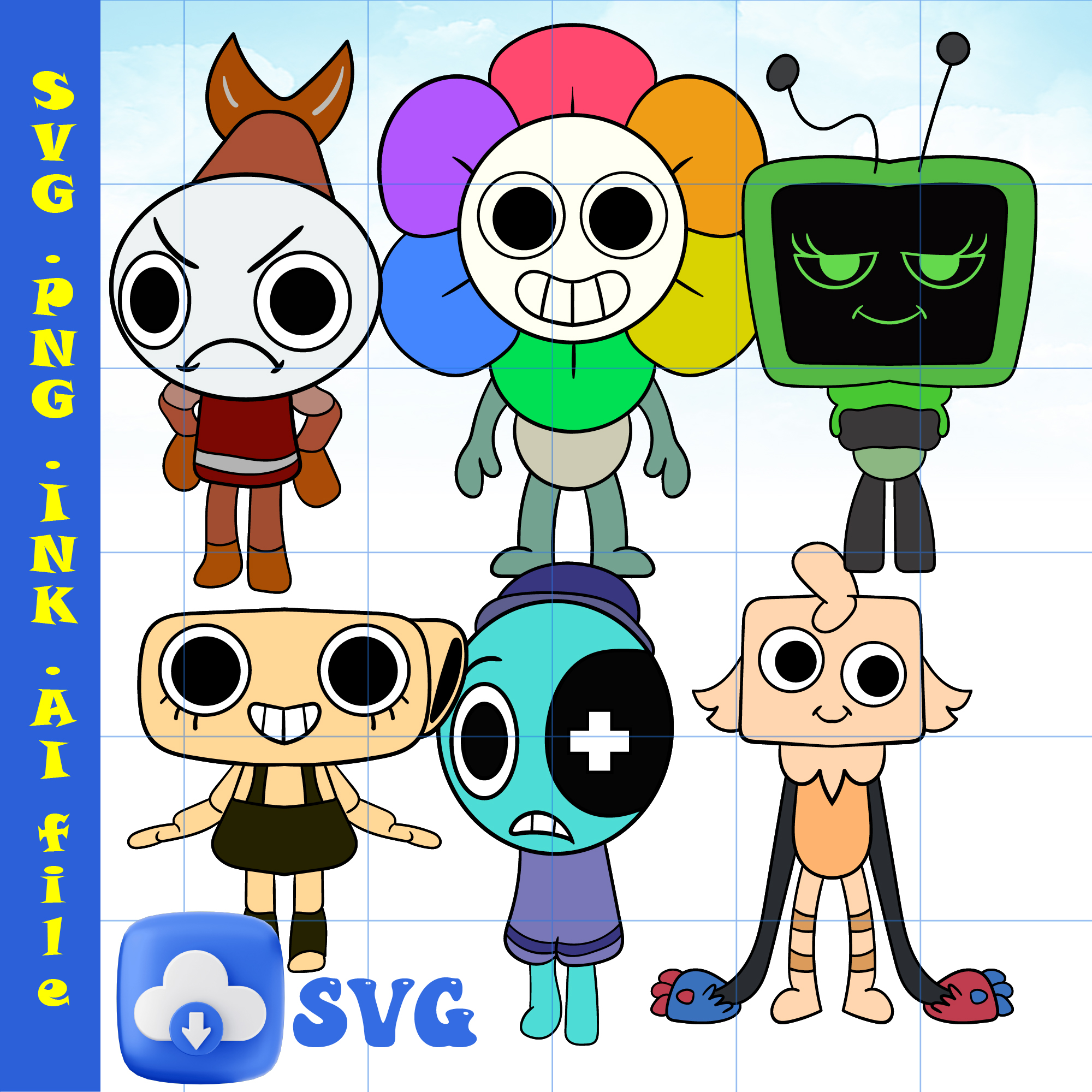 Pack Cut file Project Dandy's World,Astro,Dandy,Goob,Shelly, | Inspire ...