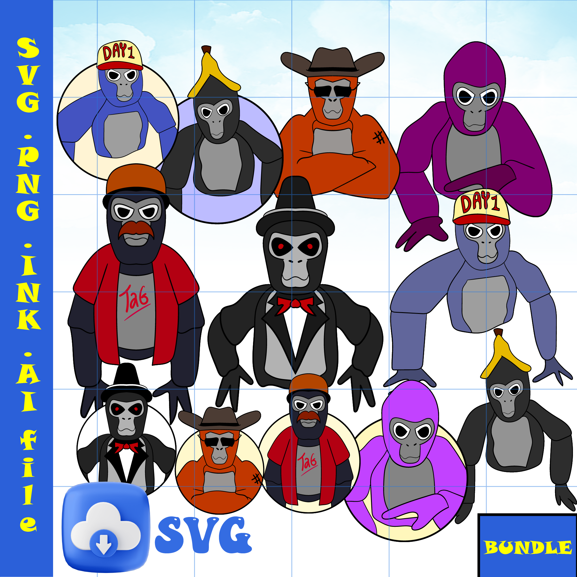 Customizable Gorilla Tag SVG, Gorilla Tag PNG, Gorilla Tag C | Inspire ...