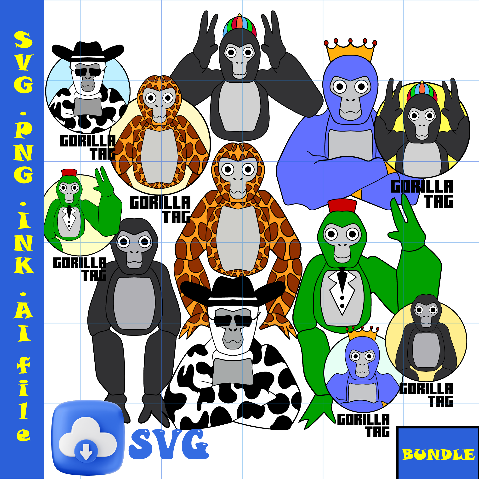 Gorilla Tag Customizable SVG.Gorilla PNG, Gorilla Tag, Cut f | Inspire ...