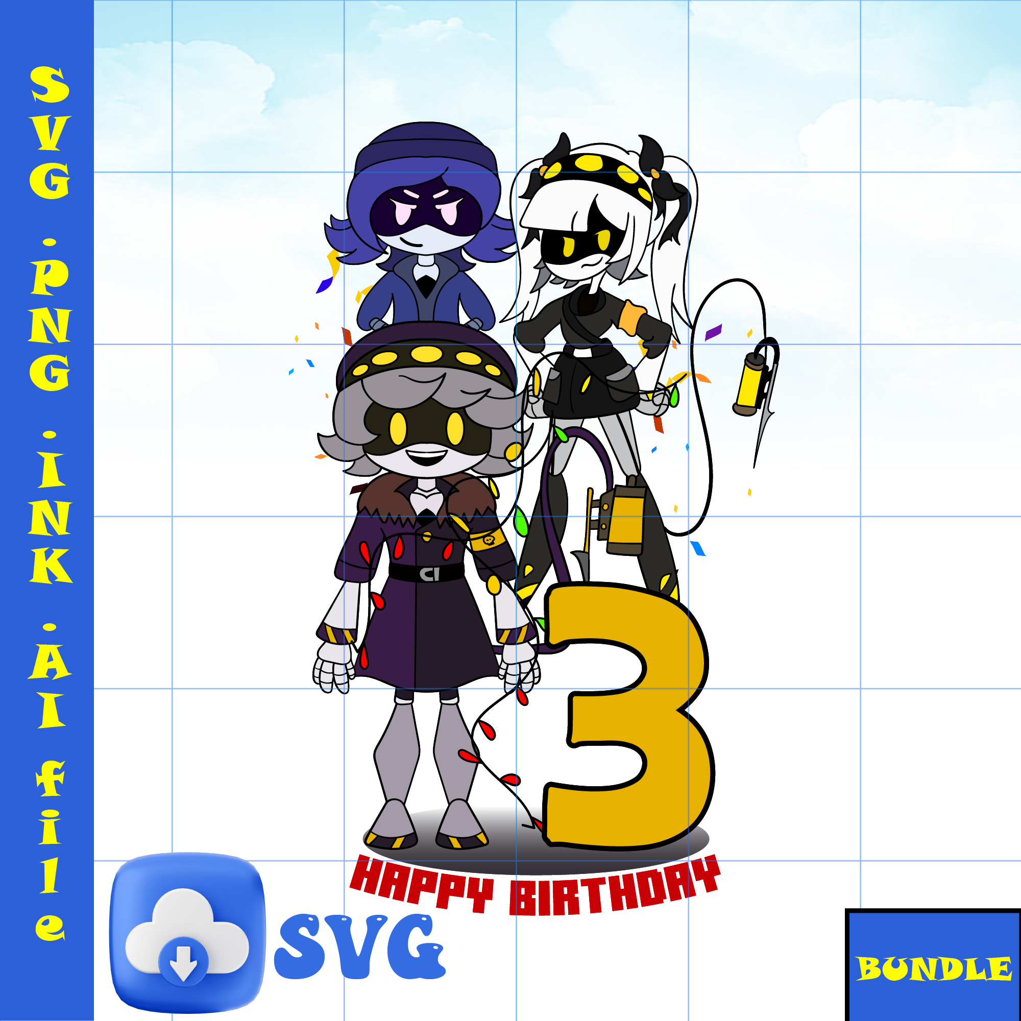 3th Birthday T-Shirt Stickers J From Murder Drones SVG, PNG, | Inspire ...