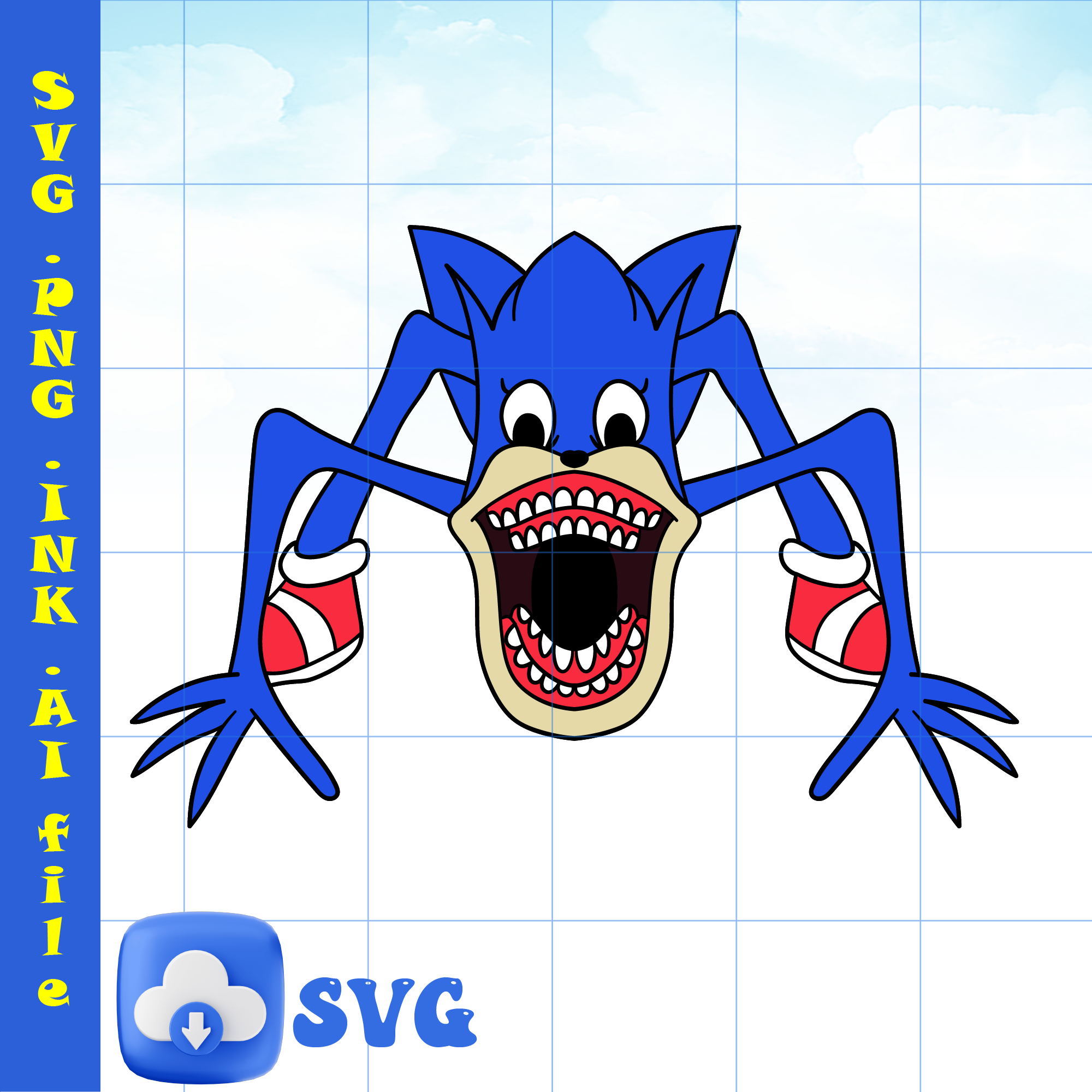 Editable Cut file Shin Sonic SVG,Shin Sonic Png,Shin Sonic I | Inspire ...