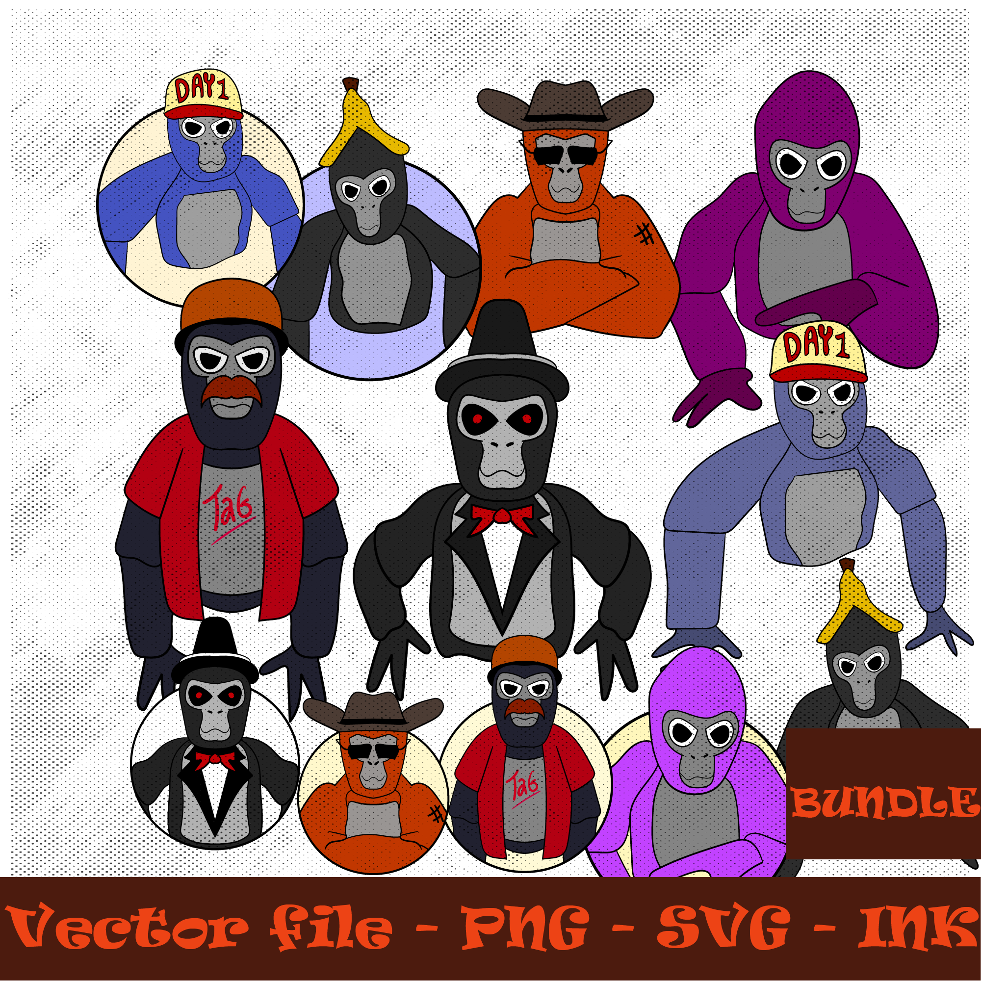 Bundle SVG, PNG, Ink Gorilla Tag, Gorilla Tag SVG, Gorilla T | Inspire ...