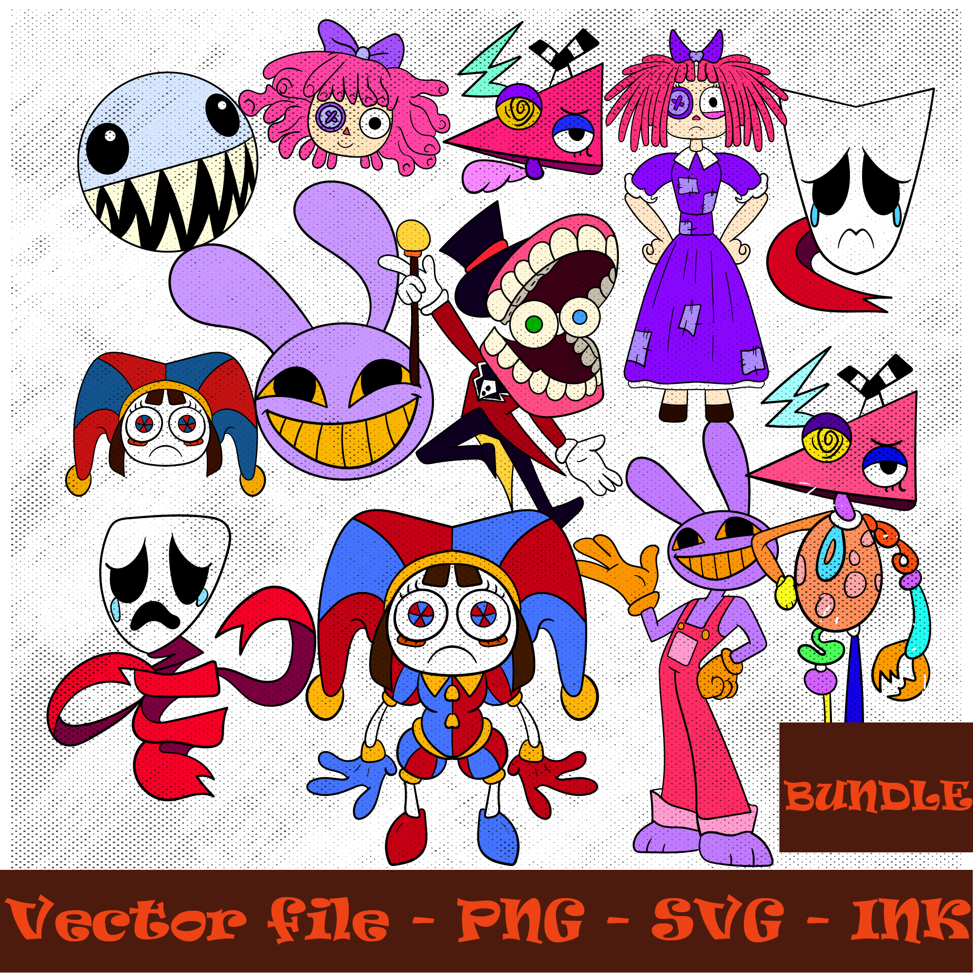 The amazing digital circus SVG, Pomni Head, Gangle, Jax, Rag | Inspire ...