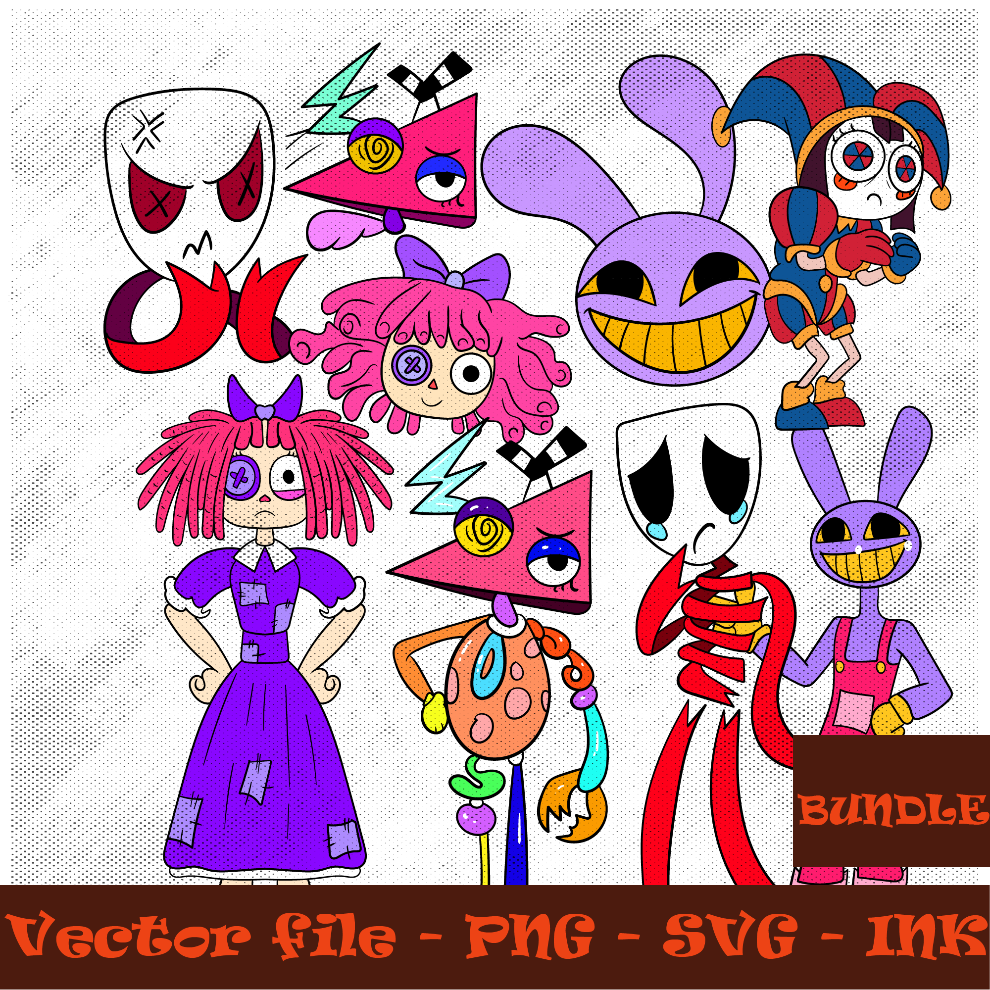 The amazing digital circus SVG, Pomni Head, Gangle, Jax, Rag | Inspire ...