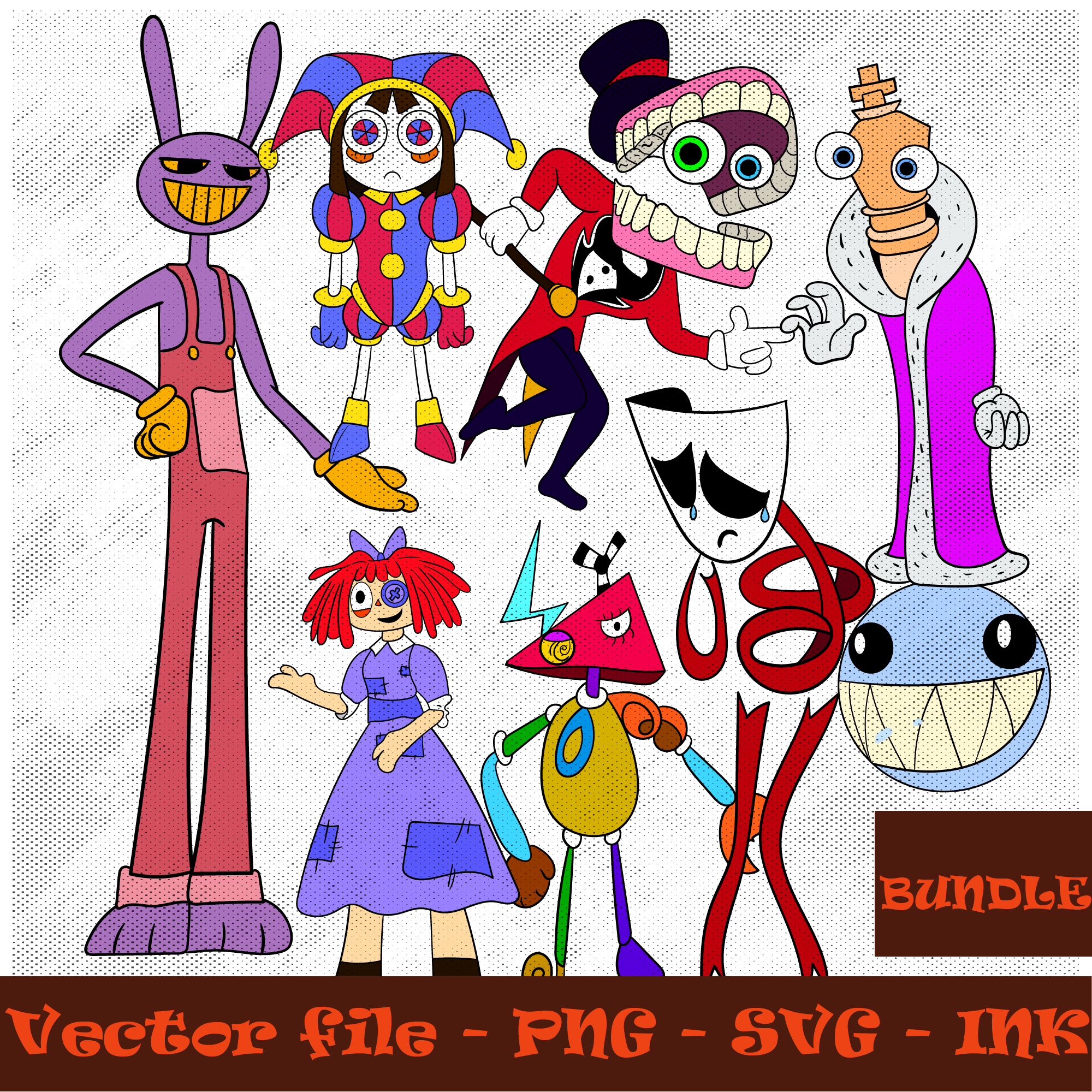 The amazing digital circus SVG, Pomni Head, Gangle, Jax, Rag | Inspire ...