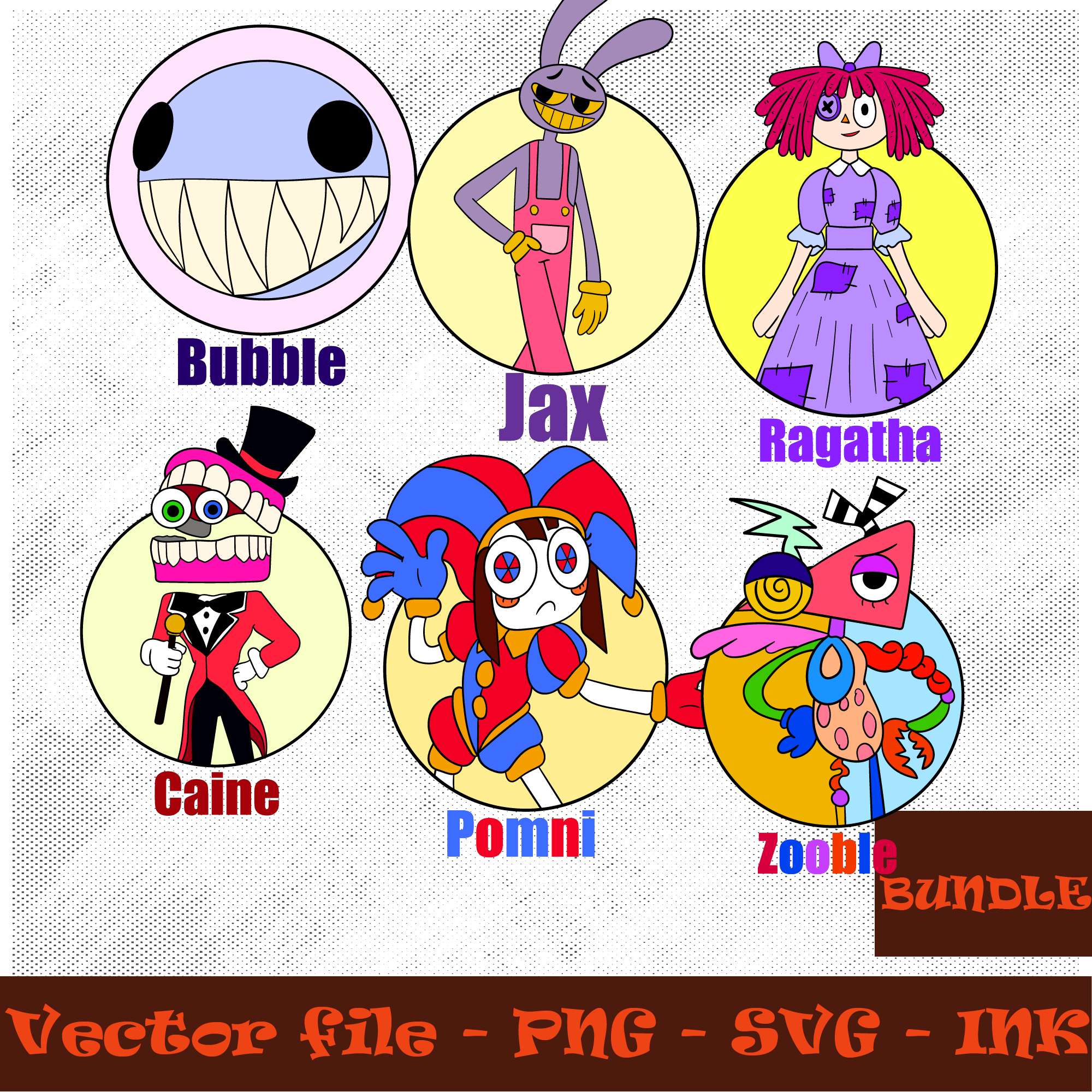 The amazing digital circus SVG, Pomni Head, Gangle, Jax, Rag | Inspire ...