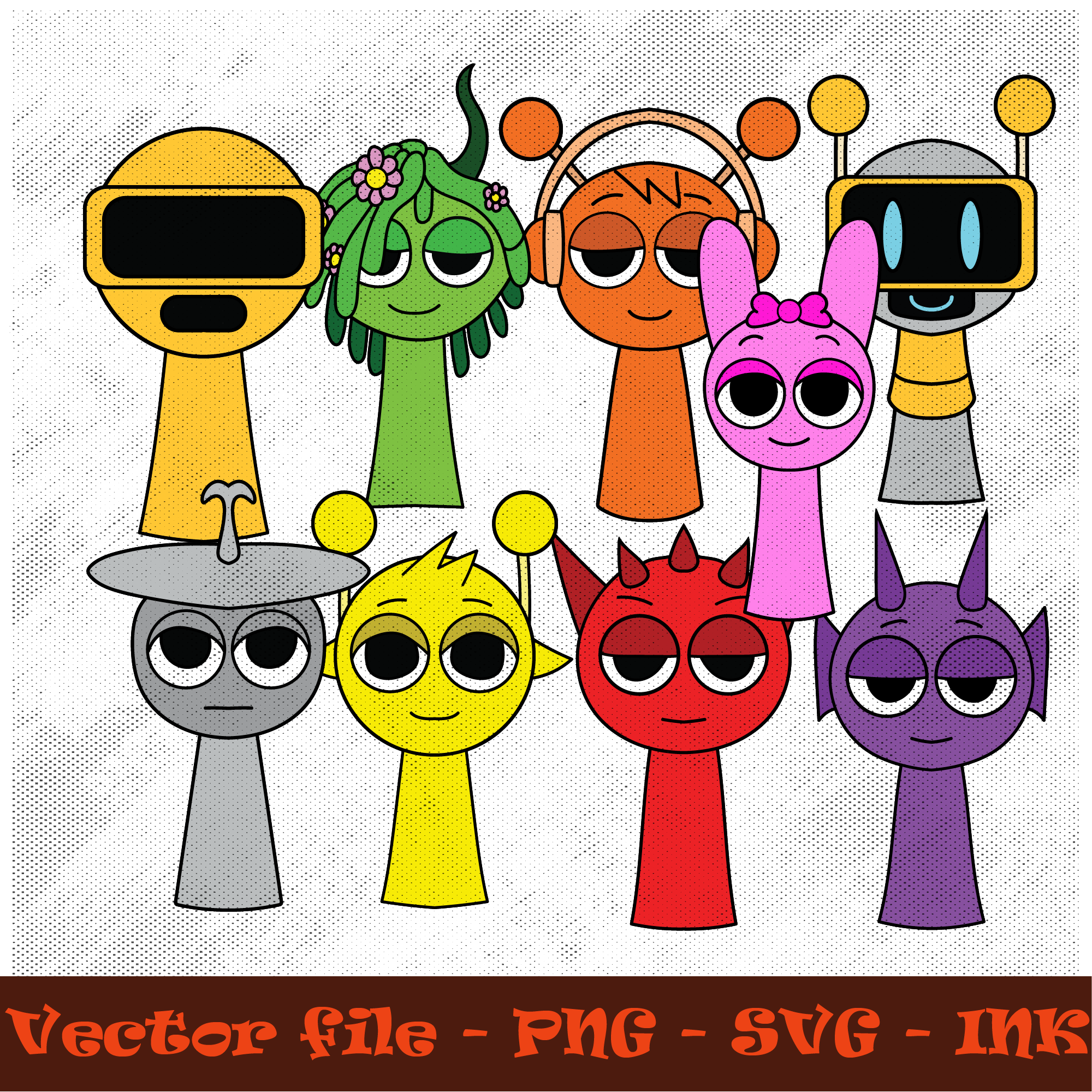 Fun Bot,Garnold,Green Vineria,Orange Oren,Raddy,Silver Clukr | Inspire ...