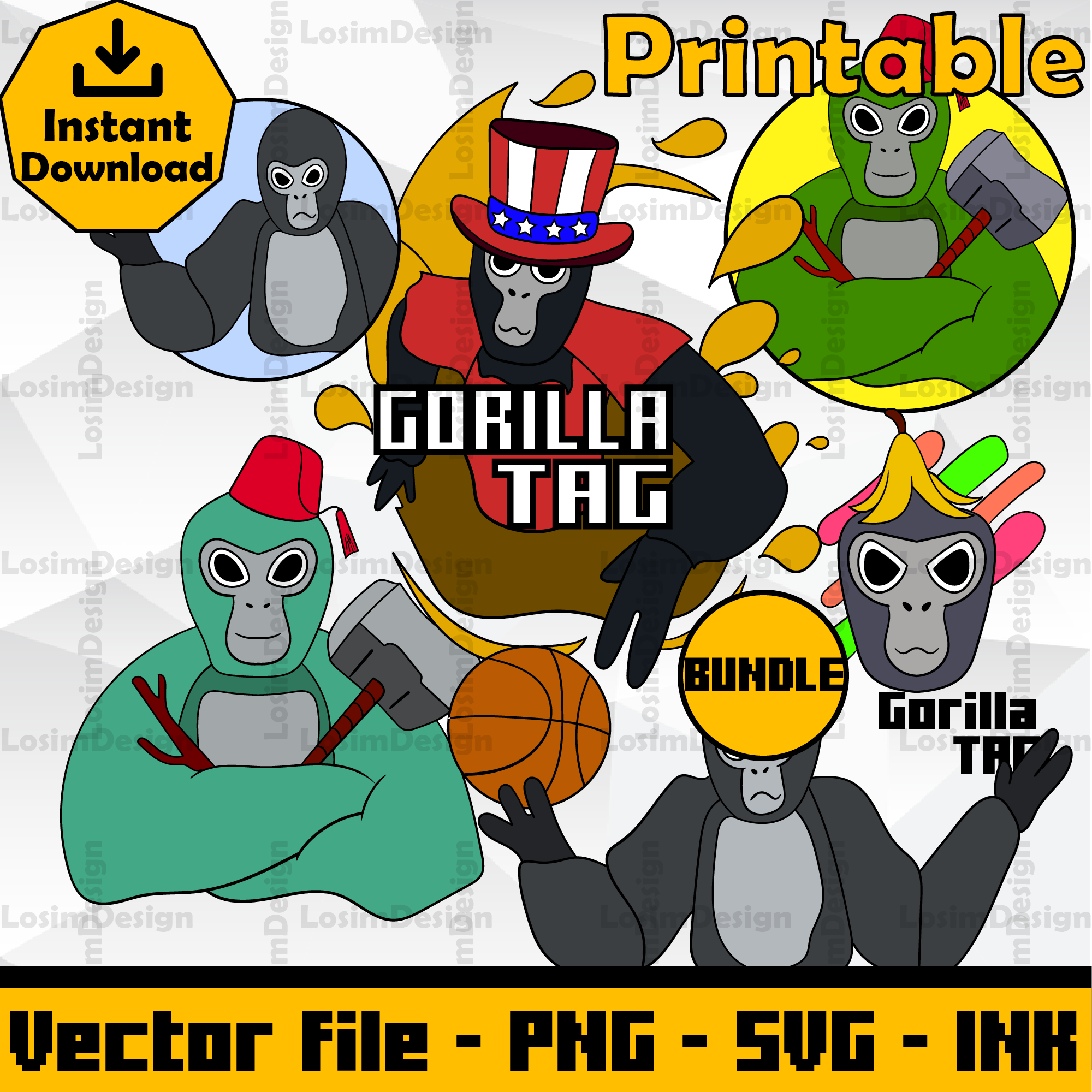 Gorilla Tag Editable SVG, Gorilla Tag Ink, Gorilla Tag Cut f | Inspire ...