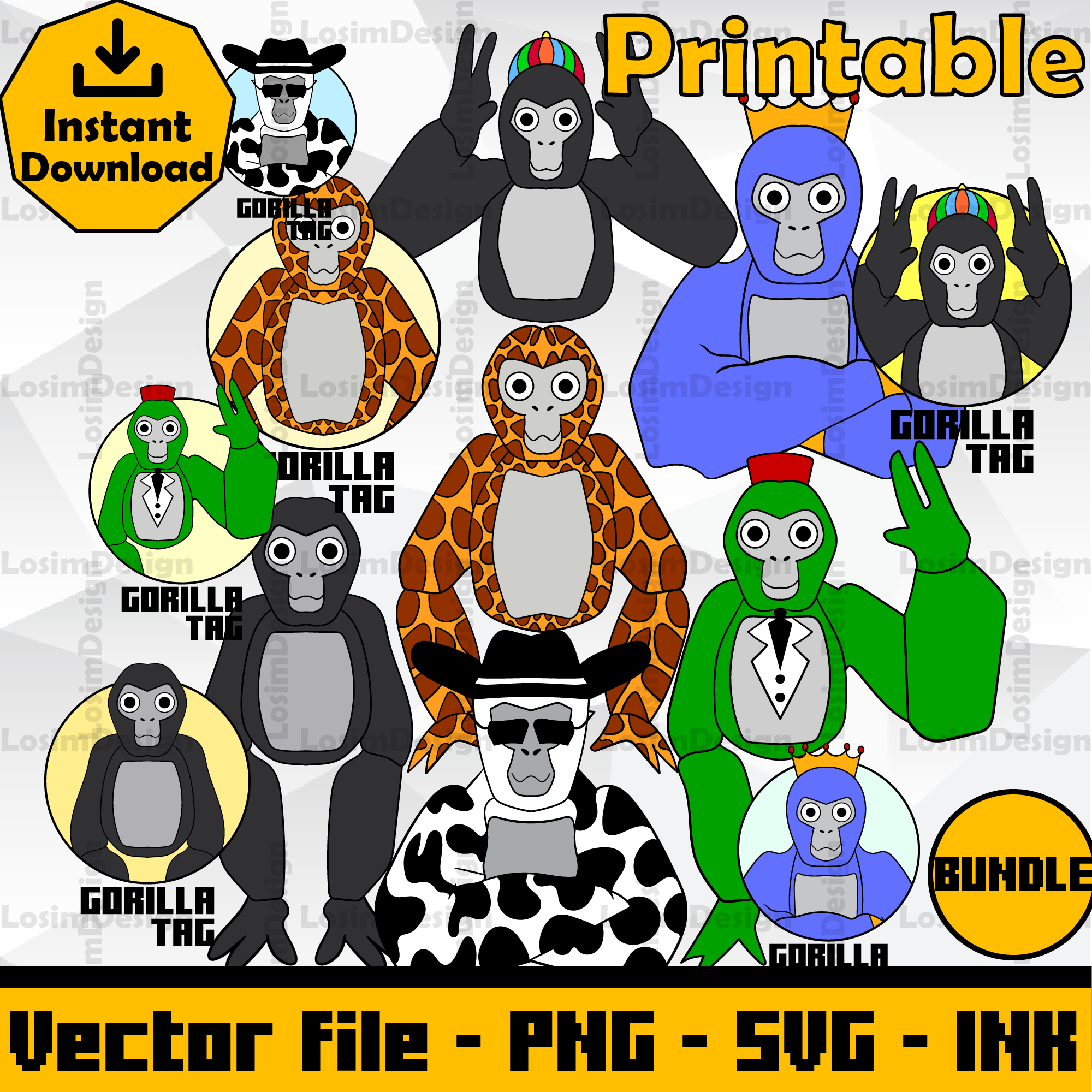 Gorilla Tag SVG,PNG Coloring pages, Gorilla Tag Printable fo | Inspire ...